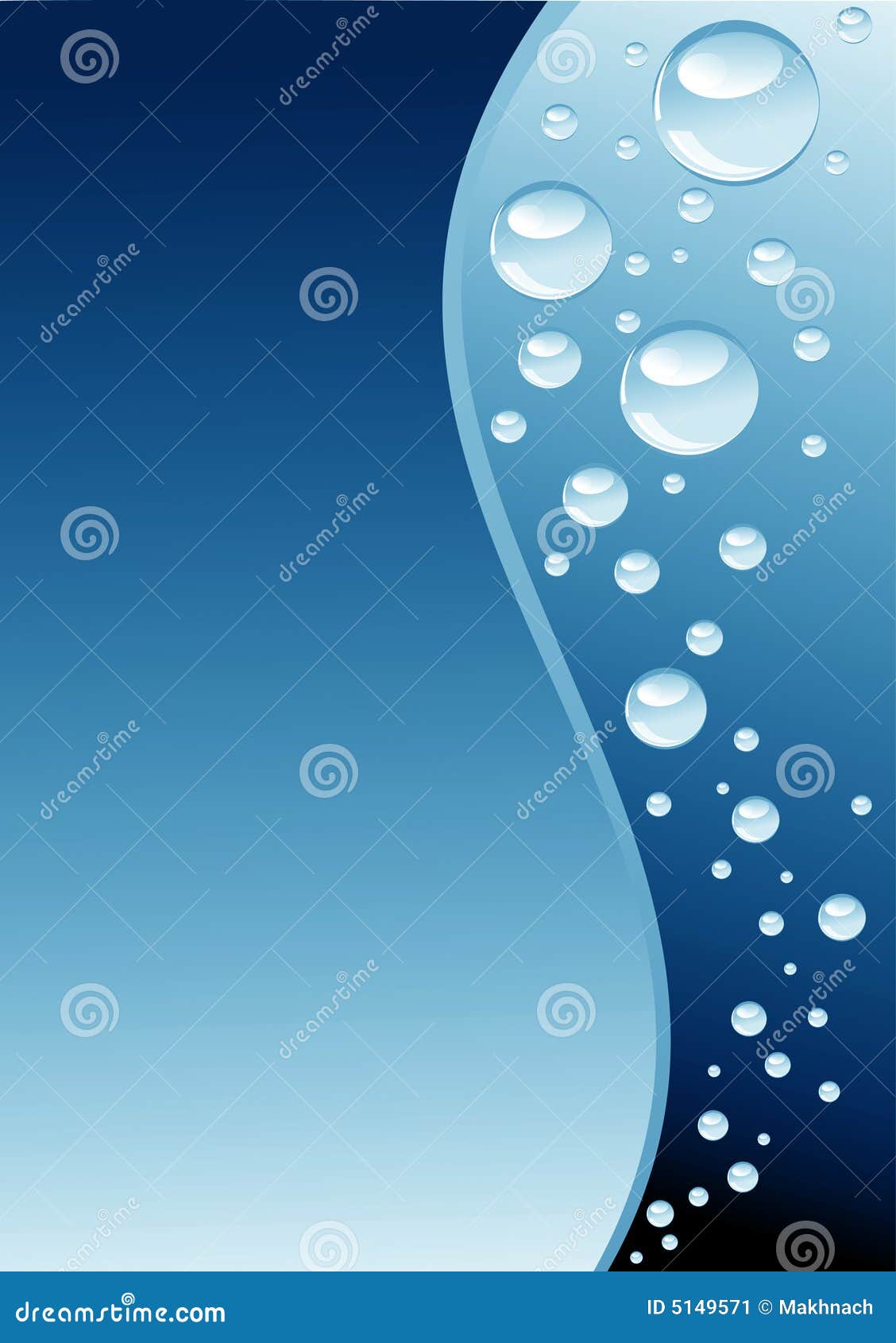 Blue Background with Wave and Bubbles Stock Illustration - Illustration ...