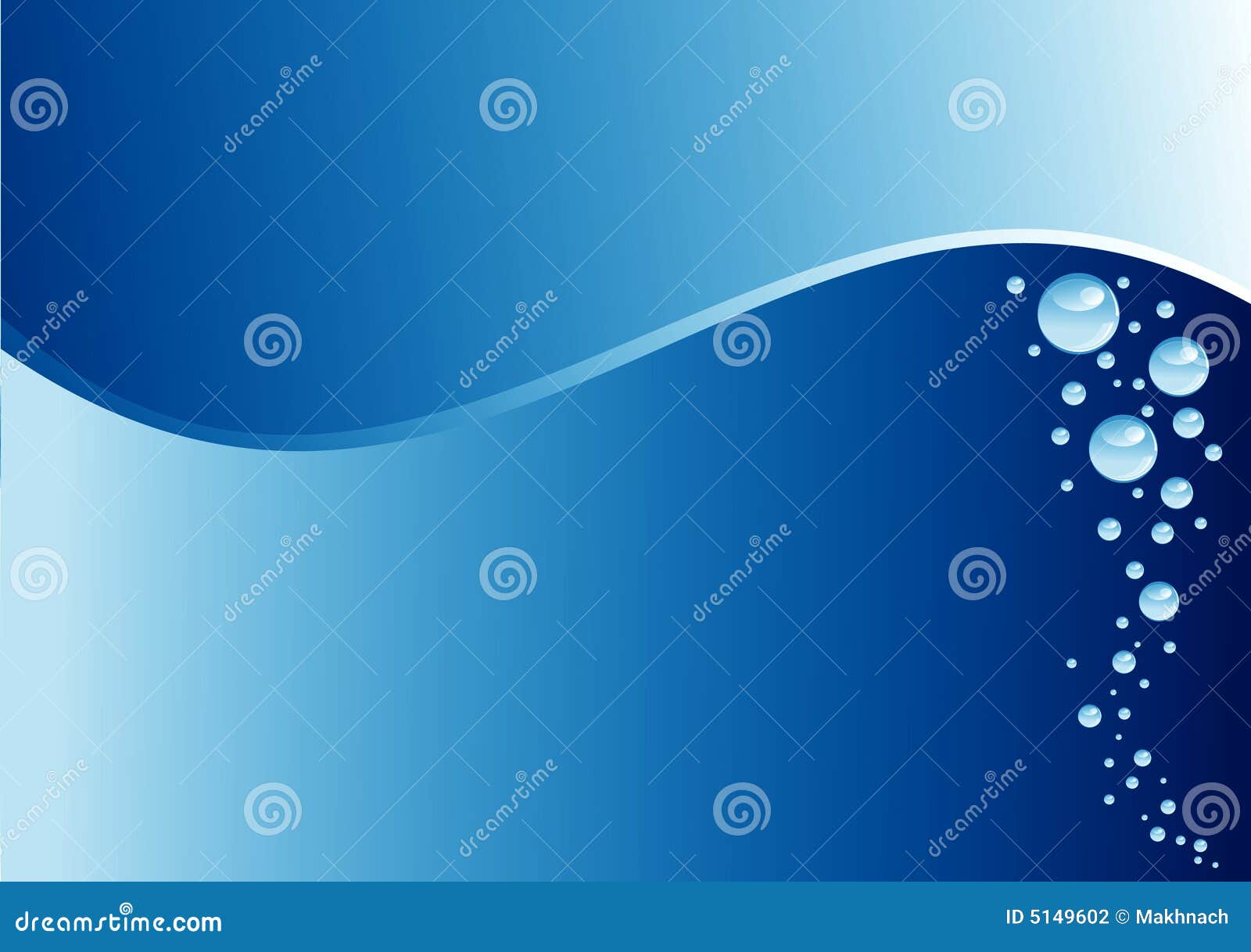 Blue Background with Wave and Bubbles Stock Illustration - Illustration ...