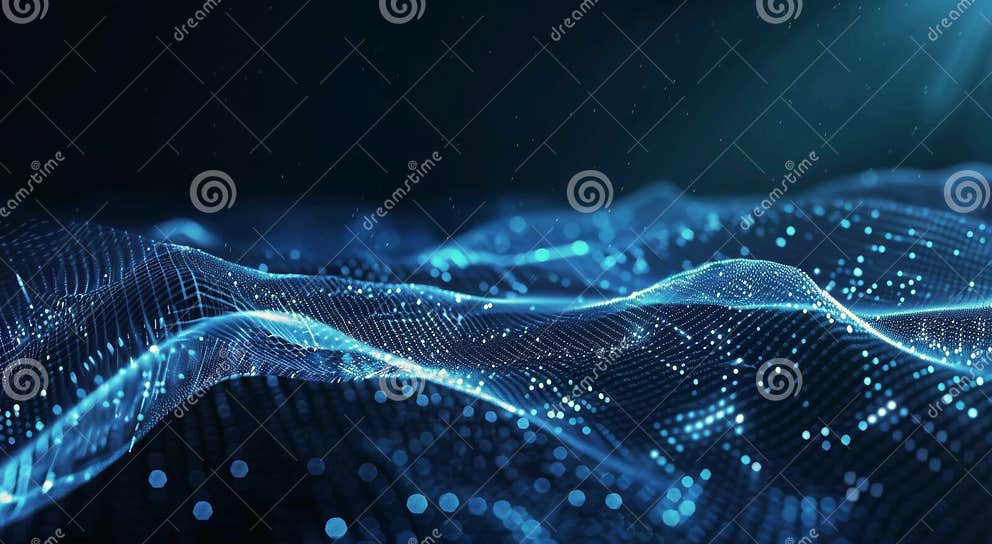 Blue Background with Wave of Light Stock Photo - Image of intense ...