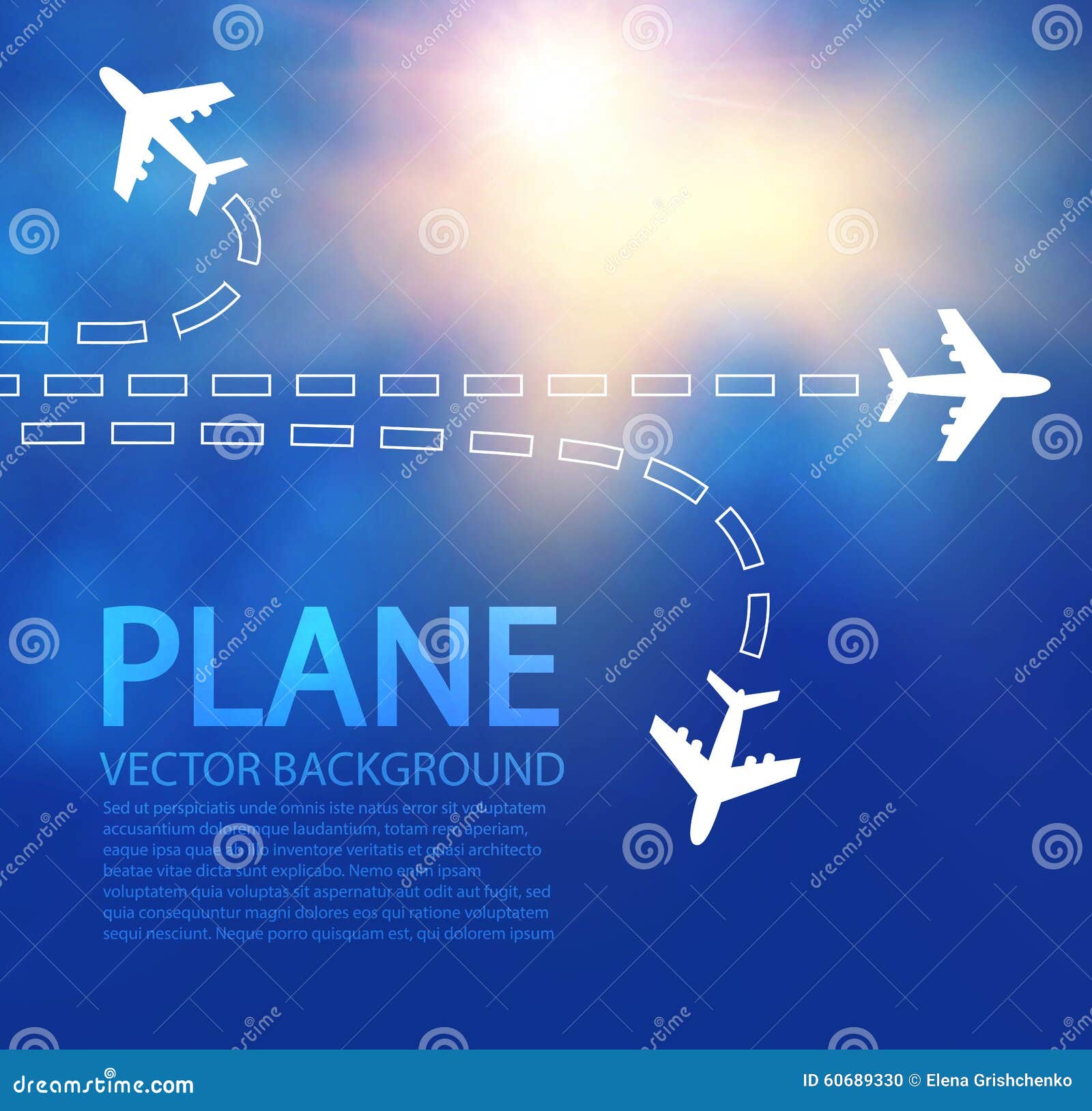 Blue Background with White Airplanes. Stock Vector - Illustration of ...