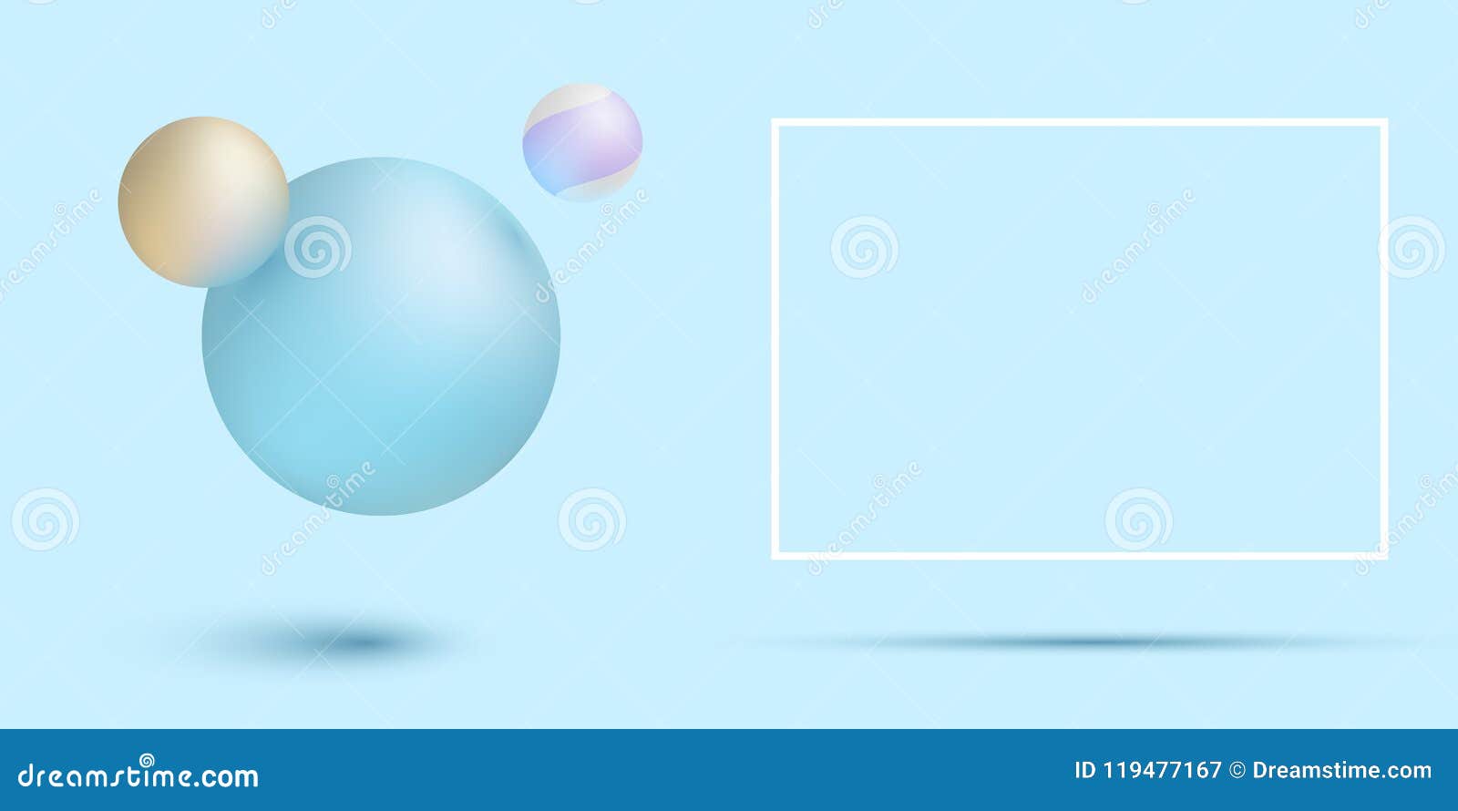 Blue Background with Frame and Color 3d Balls. Stock Vector ...