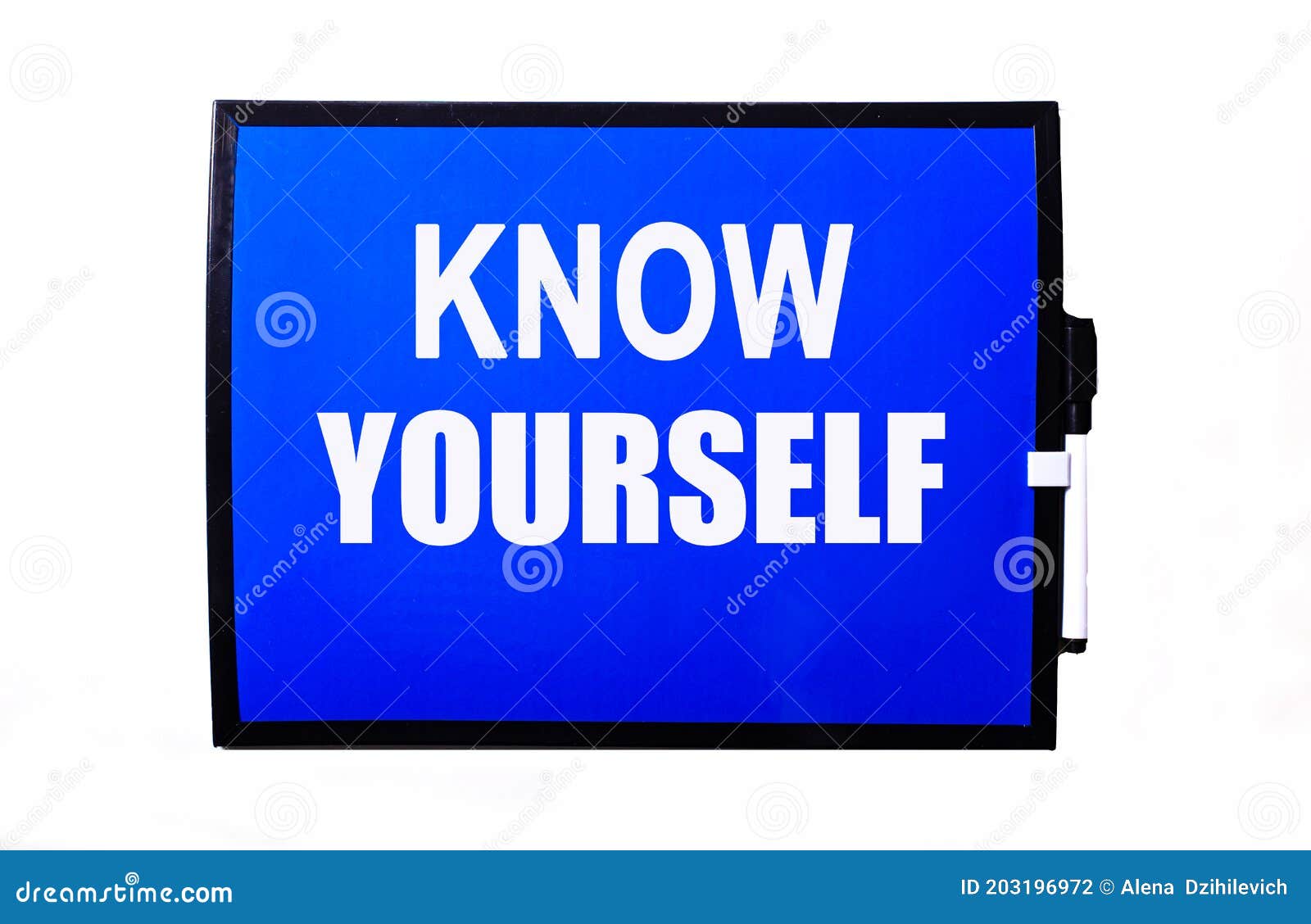 On a Blue Background a White Inscription KNOW YOURSELF Stock Photo ...