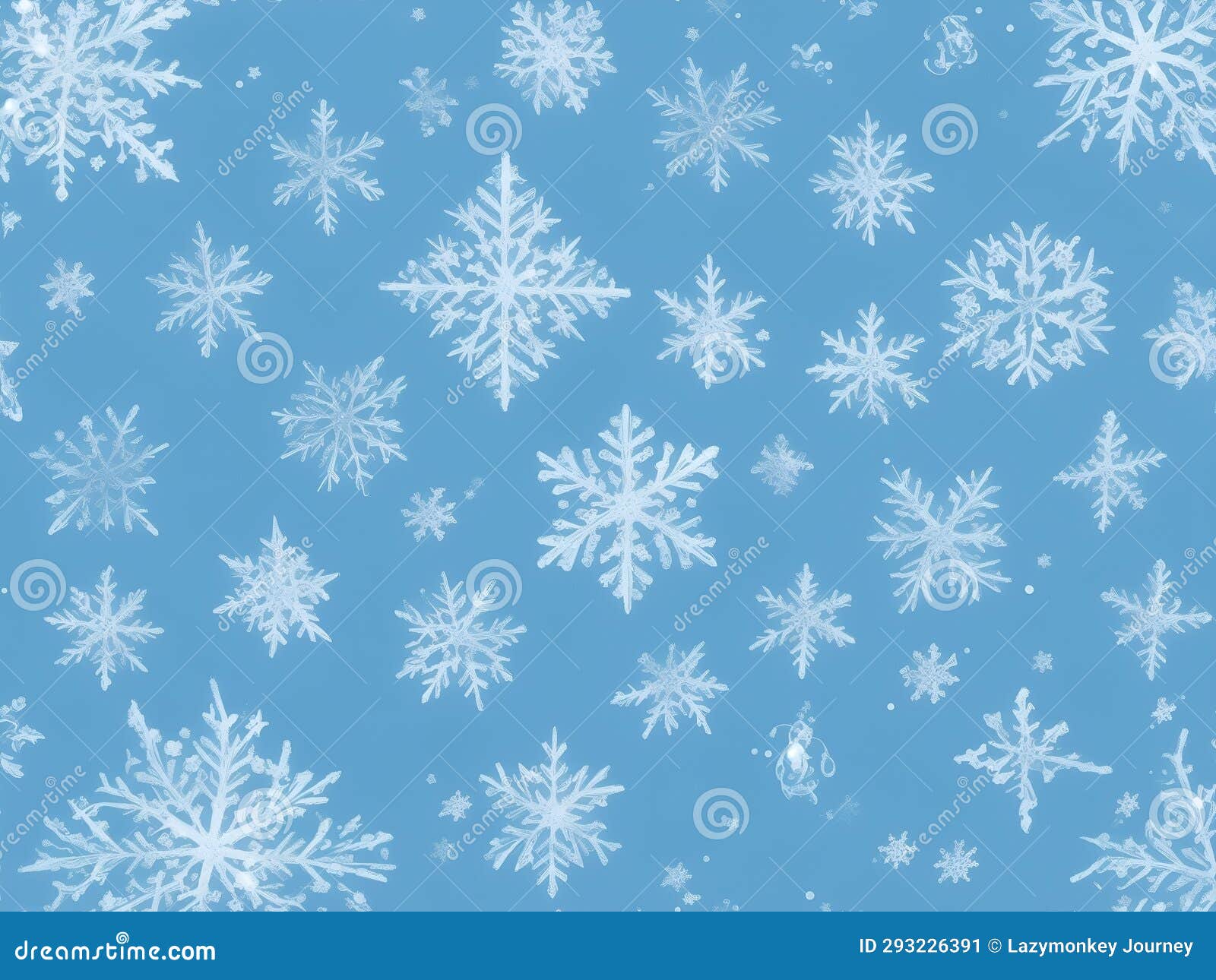 Blue Background White Snow, Snowflake Pattern Stock Illustration ...