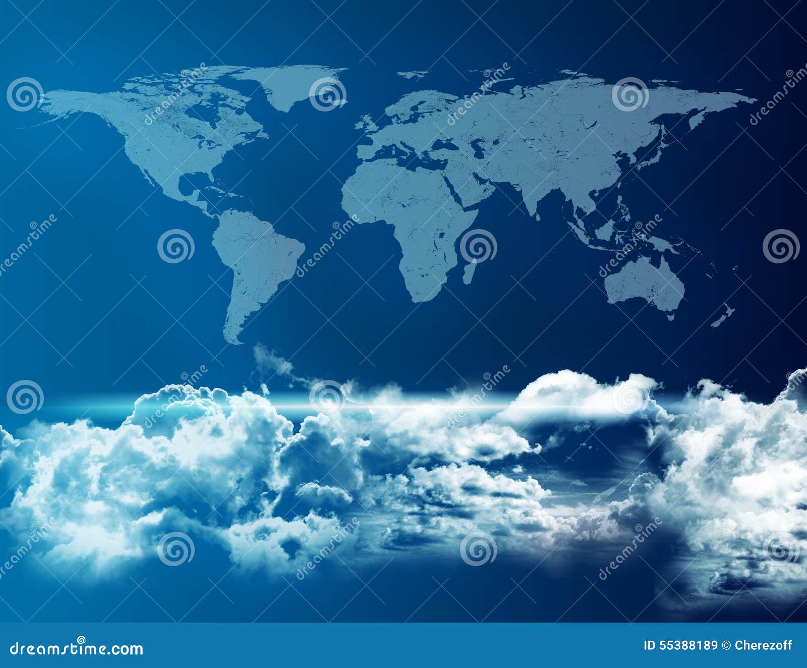 Blue Background with World Map Stock Image - Image of fresh, nature ...