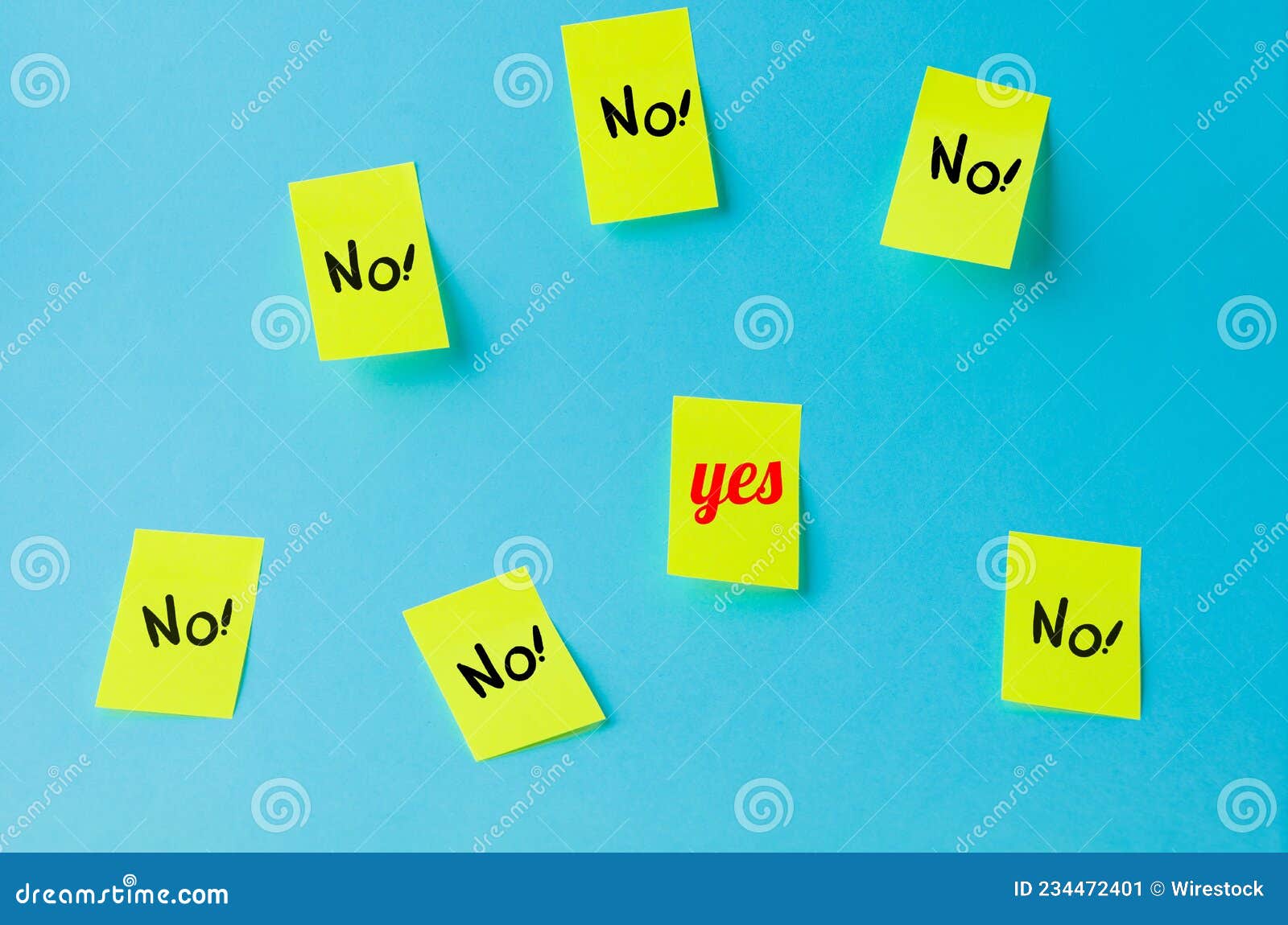 Blue Background with Yellow Post it Notes with Yes and No Stock Image ...