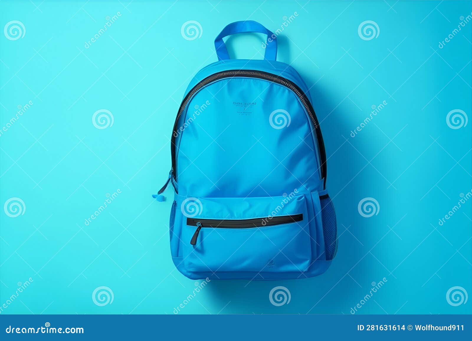 Blue Backpack on Blue Background. Back To School. Generative AI Stock ...