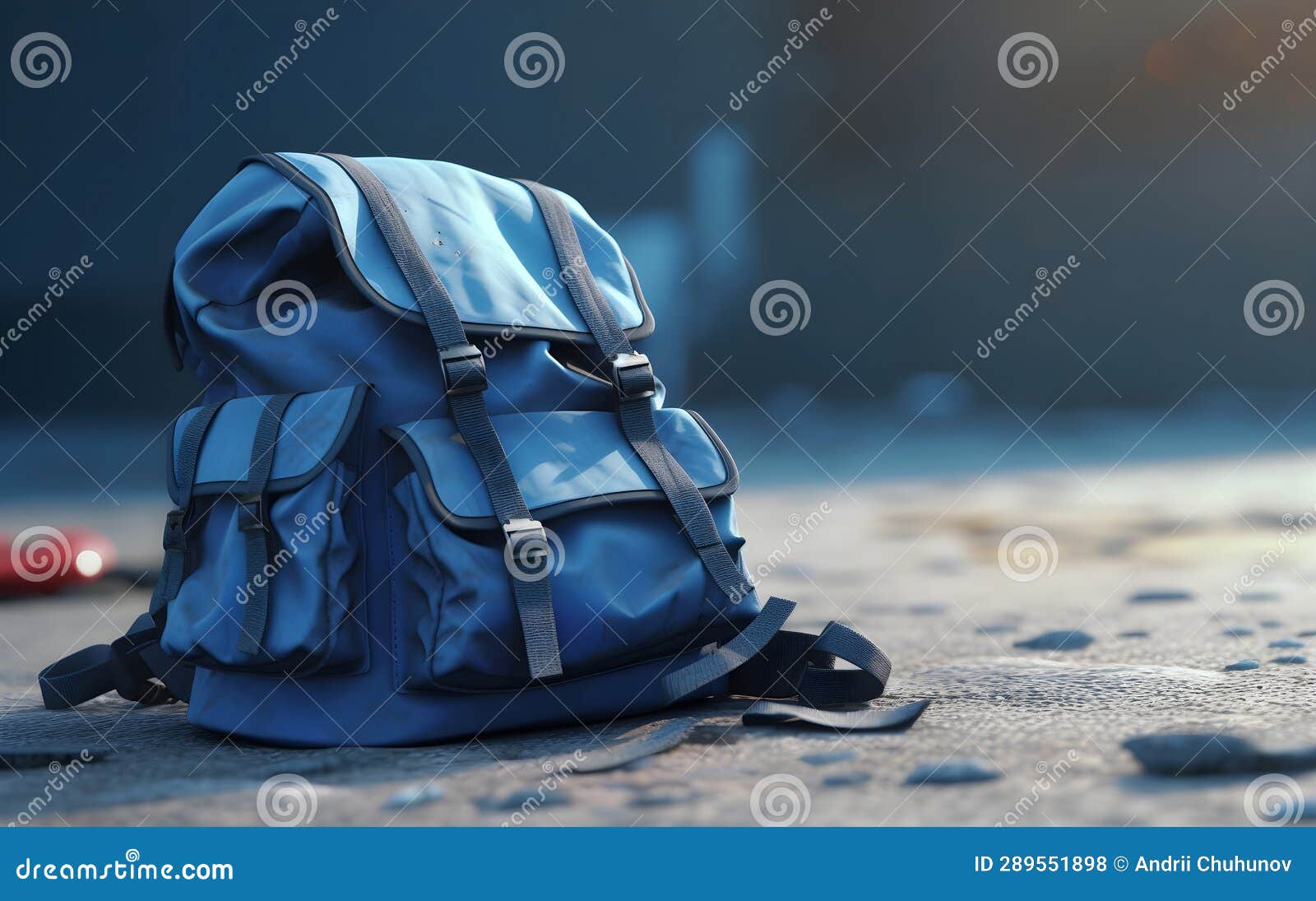 A Blue Backpack on the Ground, Generative AI Stock Illustration ...