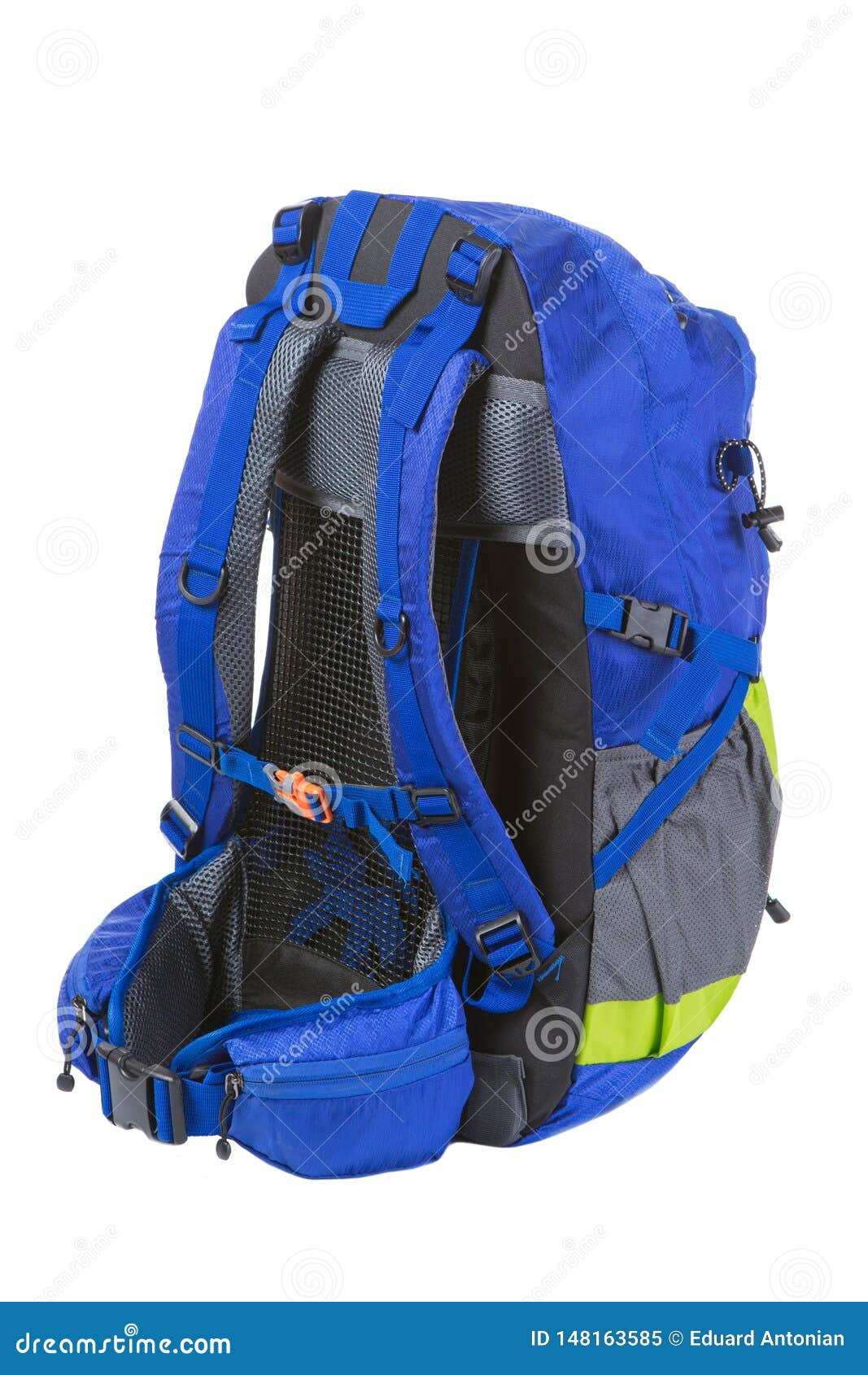 Blue Backpack of Medium Size, Turned on the Back Stock Image - Image of ...