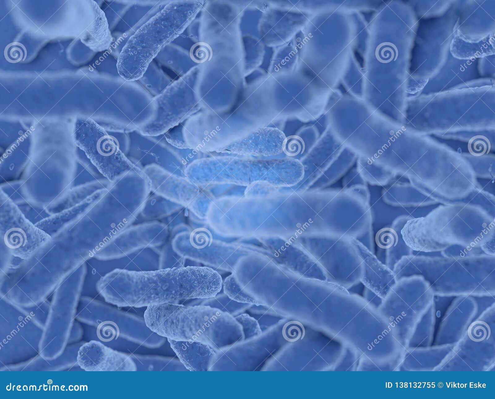Blue Bacteria on Blue Background Stock Illustration - Illustration of ...