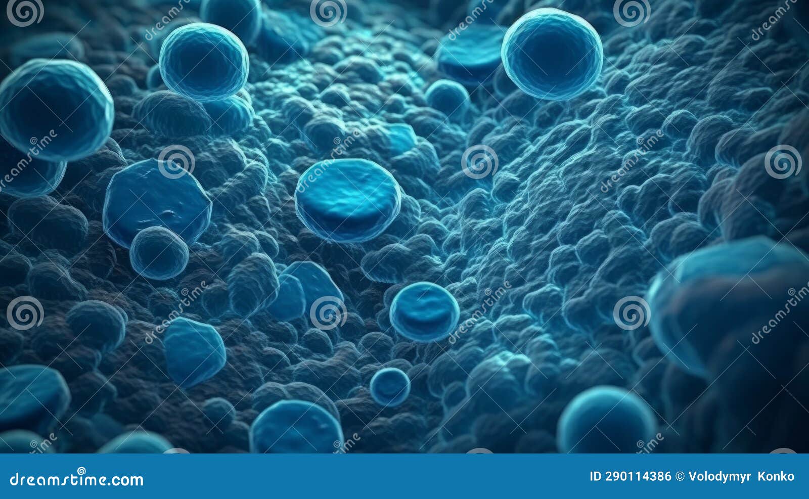 Blue Bacteria Cells Microscopic Size Illustration. Generative Ai Stock ...