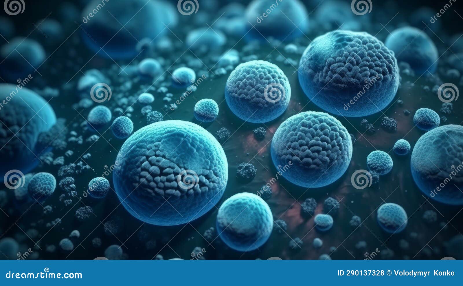Blue Bacteria Cells Microscopic Size Illustration. Generative Ai Stock ...