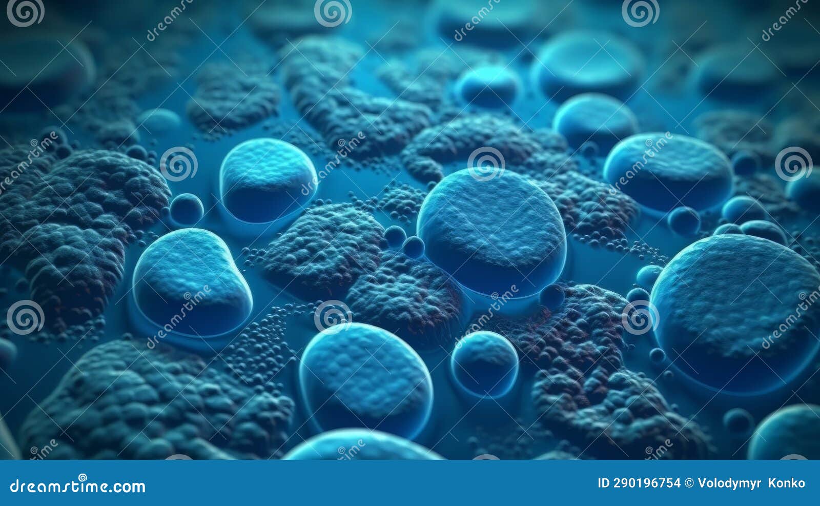 Blue Bacteria Cells Microscopic Size Illustration. Generative Ai Stock ...