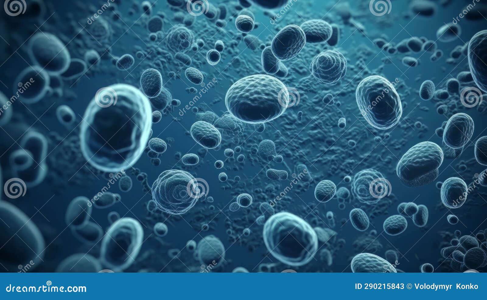 Blue Bacteria Cells Microscopic Size Illustration. Generative Ai Stock ...