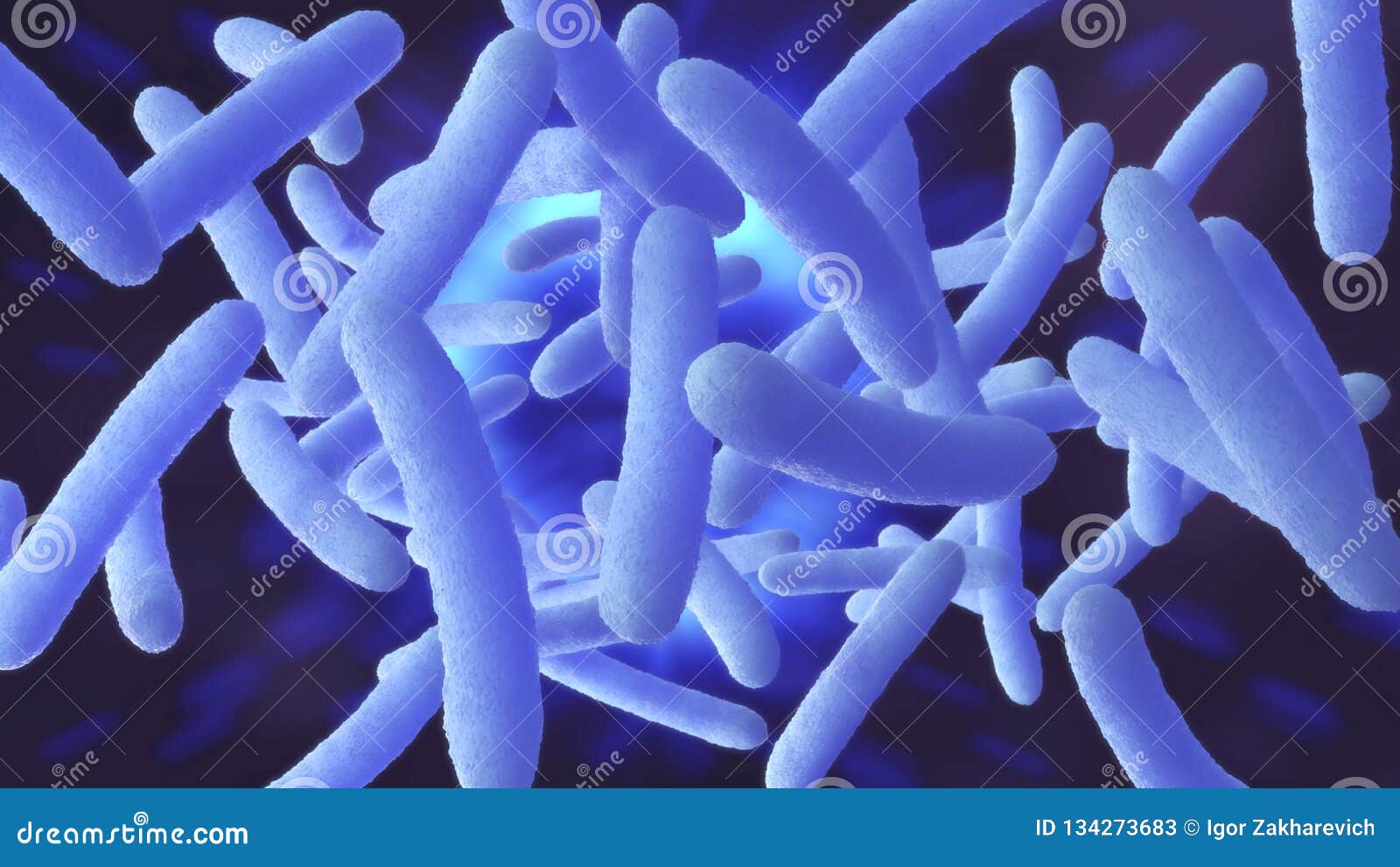 Blue bacteria 3d render stock illustration. Illustration of microscope ...