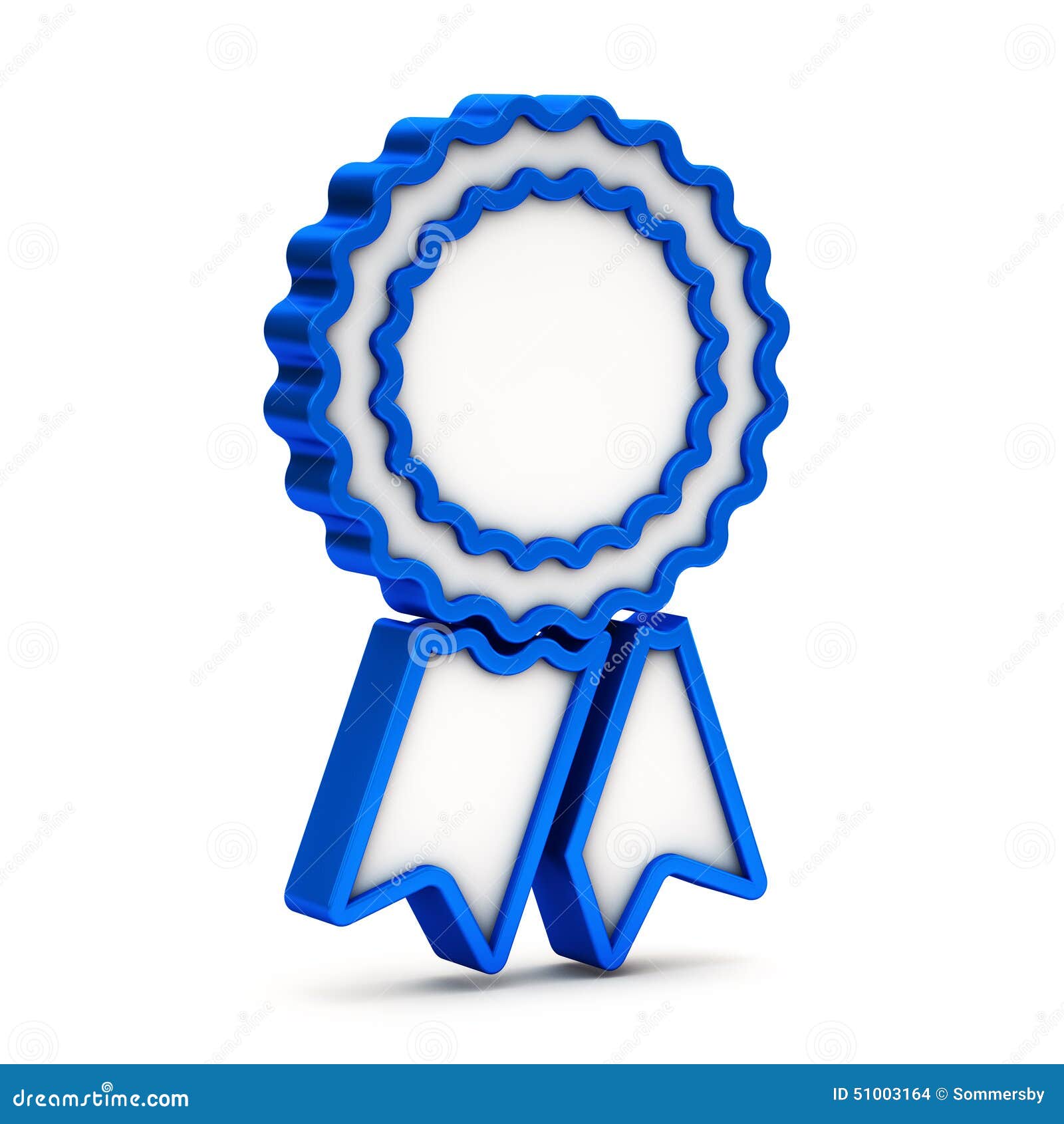 Blue Badge with Ribbons Icon Stock Illustration - Illustration of ...