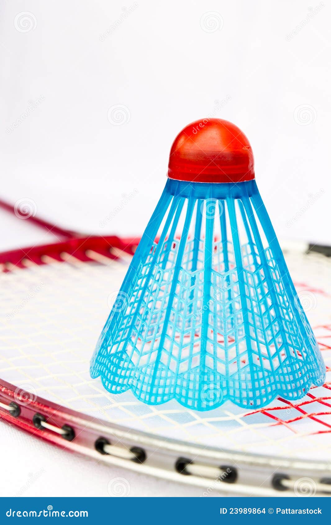 Blue Badminton Shuttlecock on the Racket Stock Photo - Image of action ...
