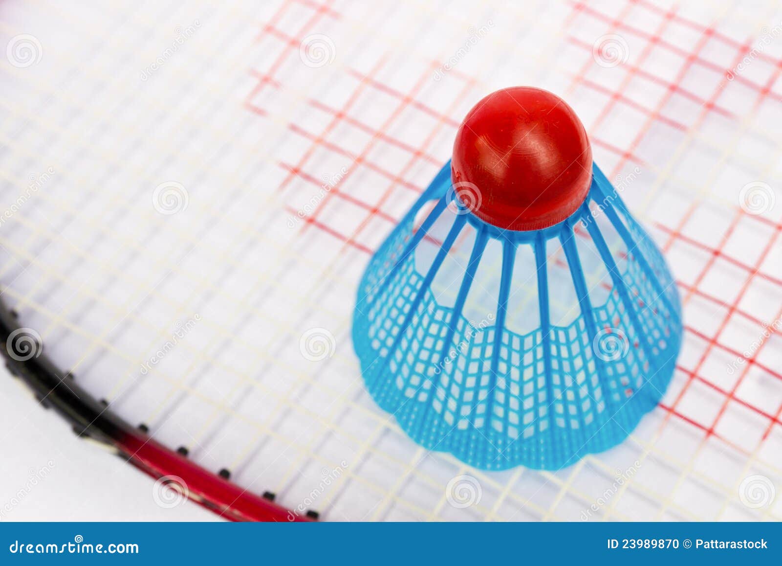 Blue Badminton Shuttlecock on the Racket Stock Photo - Image of action ...