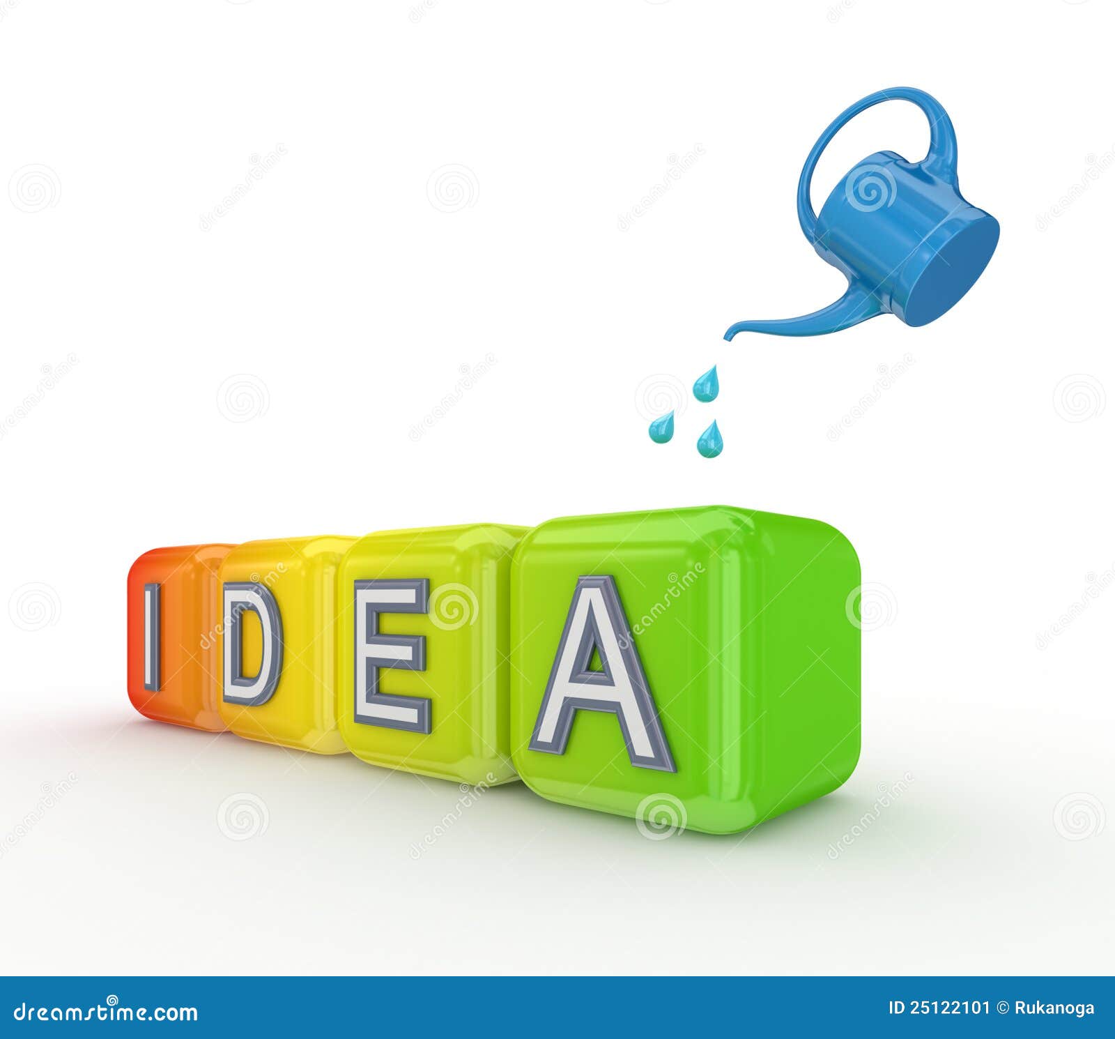 Blue Bailer and Colorful Cubes with a Word IDEA. Stock Illustration ...