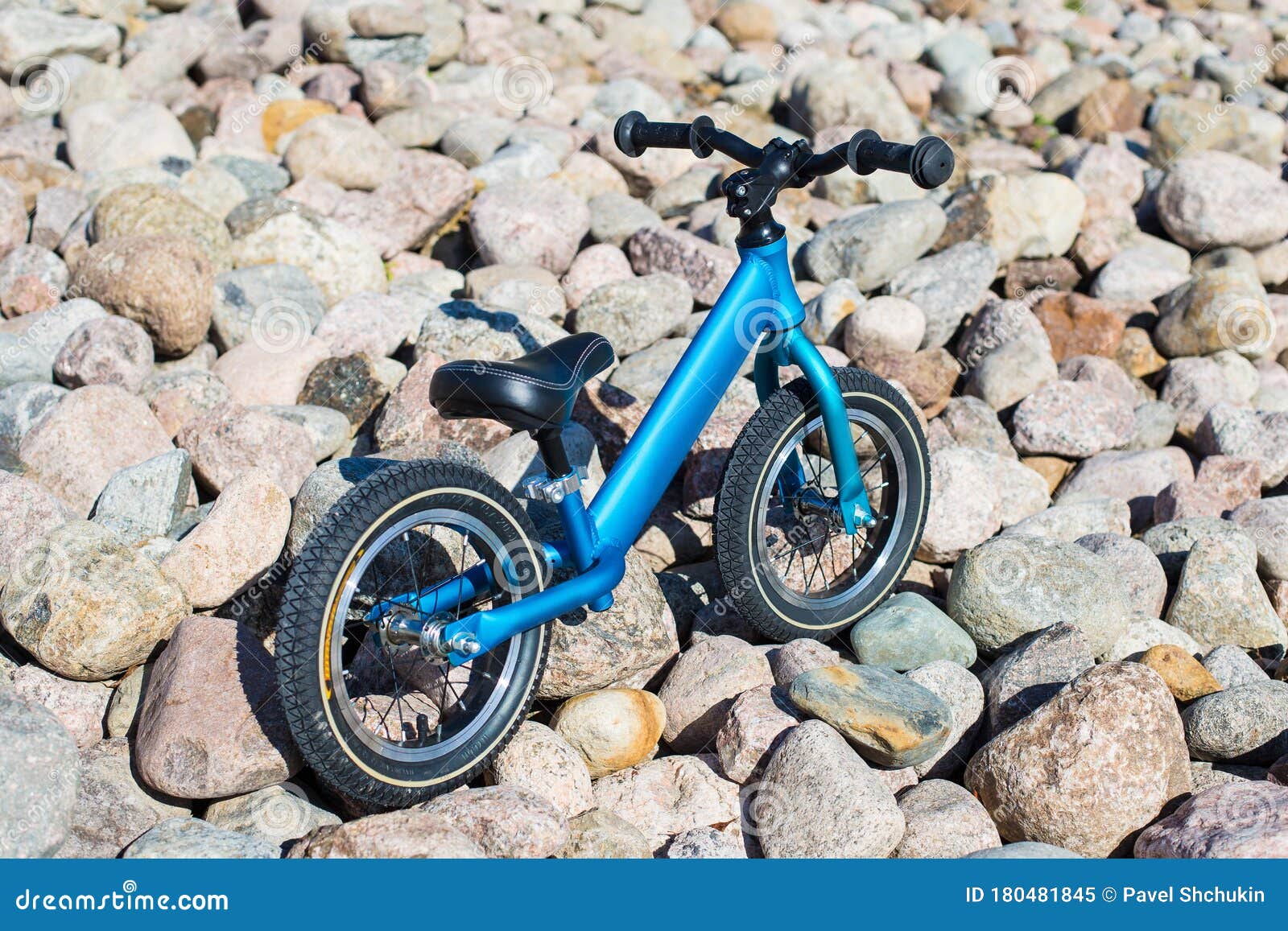 The Blue Balance Bike on a Rocky Surface Stock Image - Image of ...