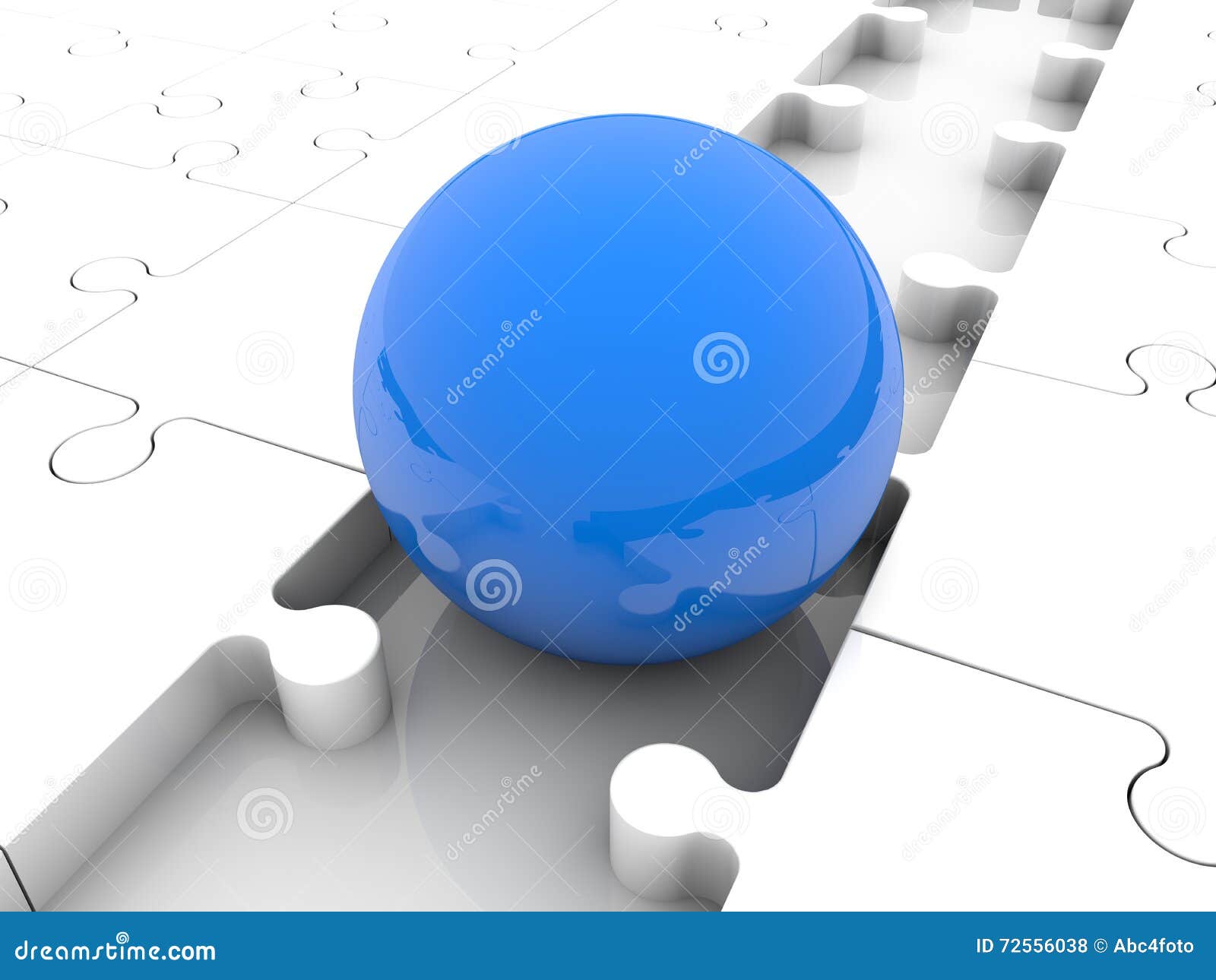 Blue Ball between Puzzle Pieces Stock Illustration - Illustration of ...