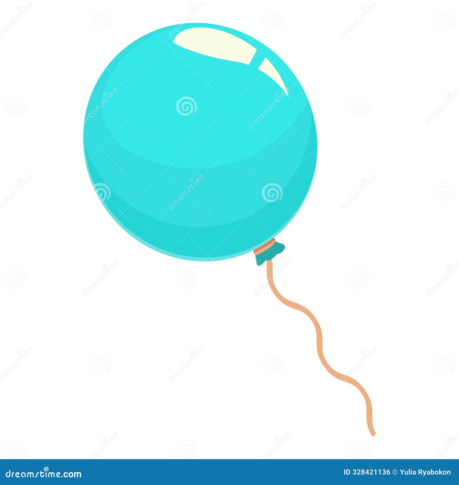 Blue Balloon Floating with String on White Background Stock ...