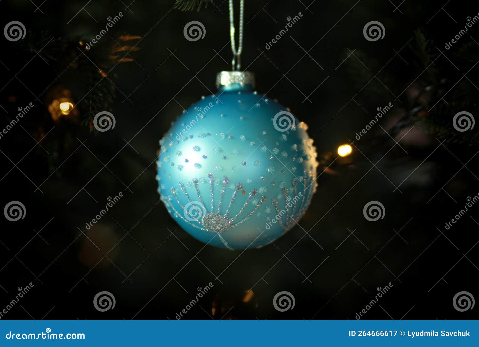 A Blue Balloon is Hanging on the Christmas Tree Stock Image - Image of ...