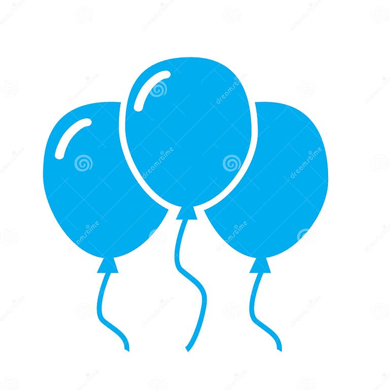 Blue Balloon Icon on White Background. Stock Vector - Illustration of ...