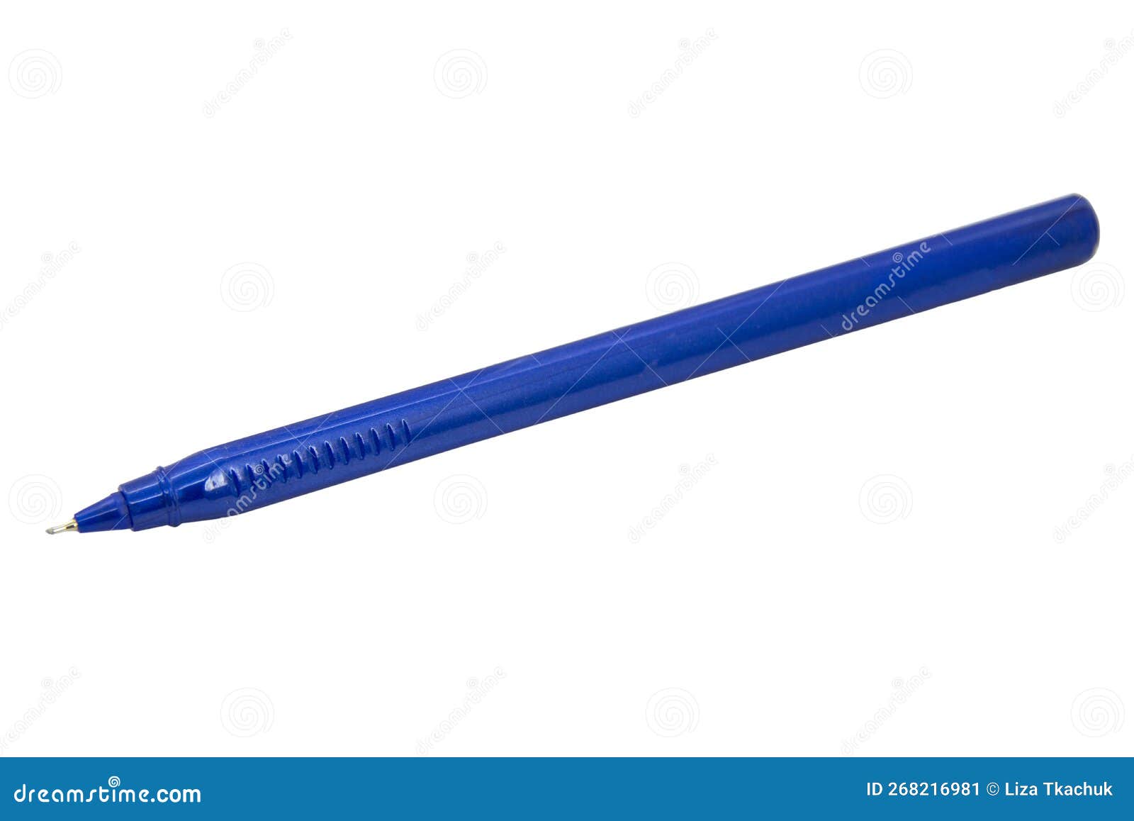 Blue Ballpoint Pen School Write Isolated on the White Background Stock ...