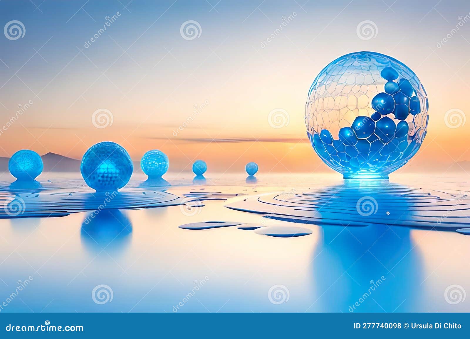 Blue spheres of molecules stock illustration. Illustration of backround ...