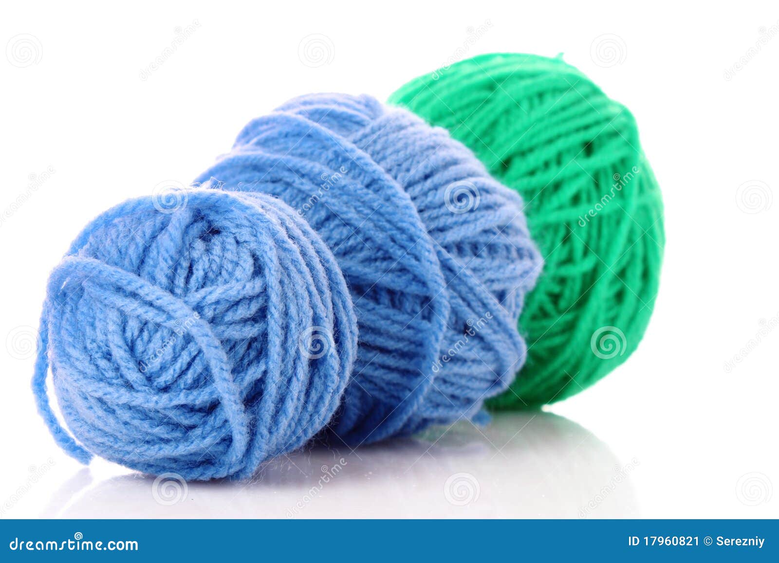 Blue Balls of Woollen Thread Isolated Stock Image - Image of material ...