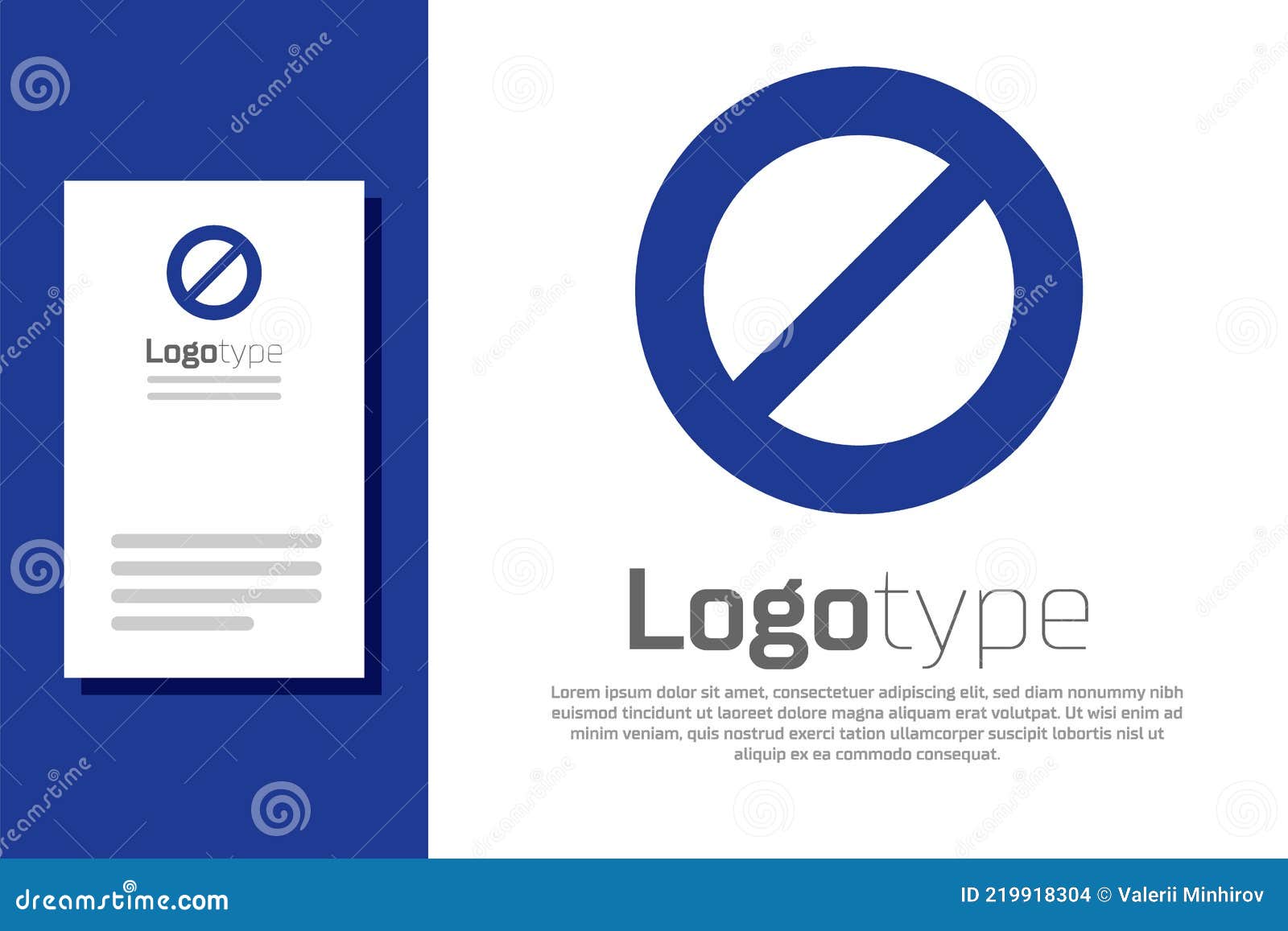 Blue Ban Icon Isolated on White Background. Stop Symbol. Logo Design ...