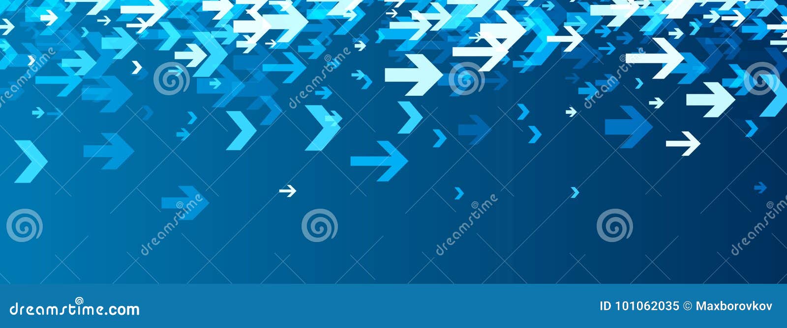 Blue Banner with Arrows Pattern. Stock Vector - Illustration of modern ...