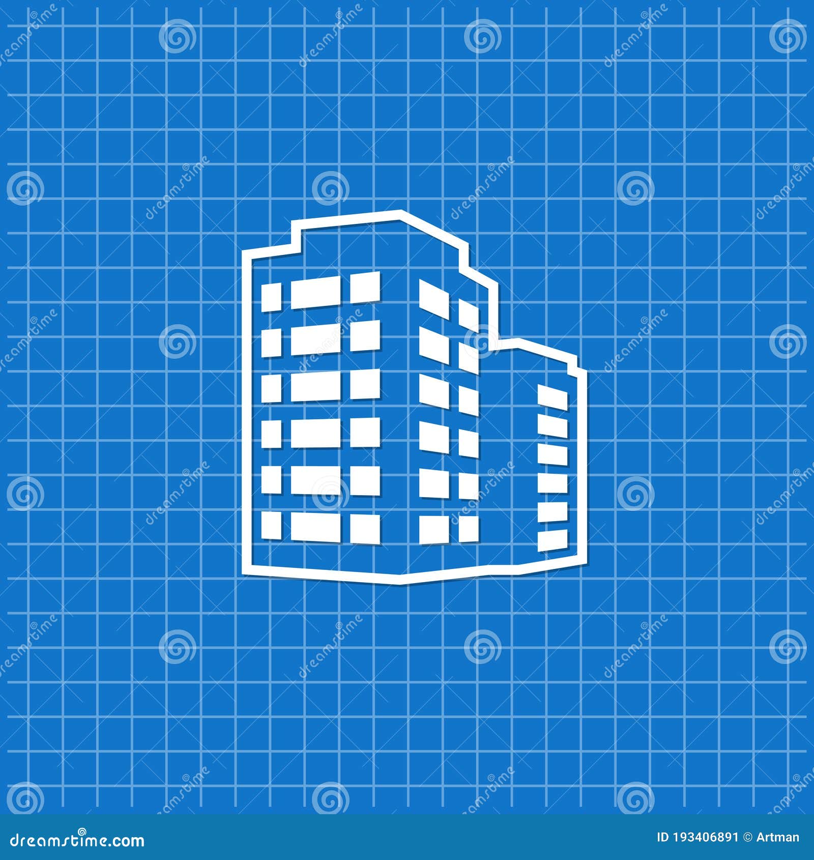 Blue Banner with Building Icon Stock Vector - Illustration of apartment ...