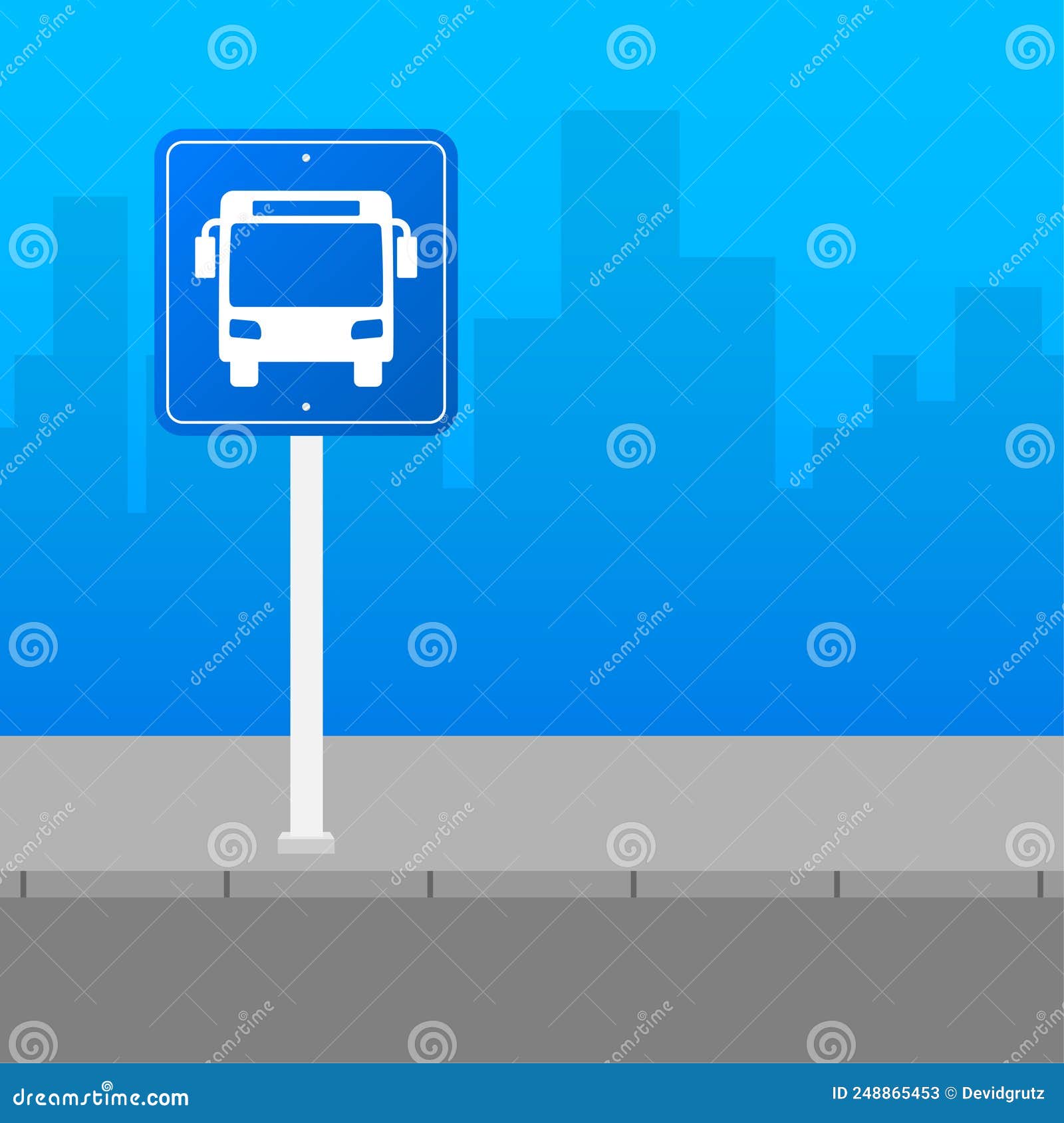Blue Banner with Bus Station. Vector Line Illustration Stock Vector ...