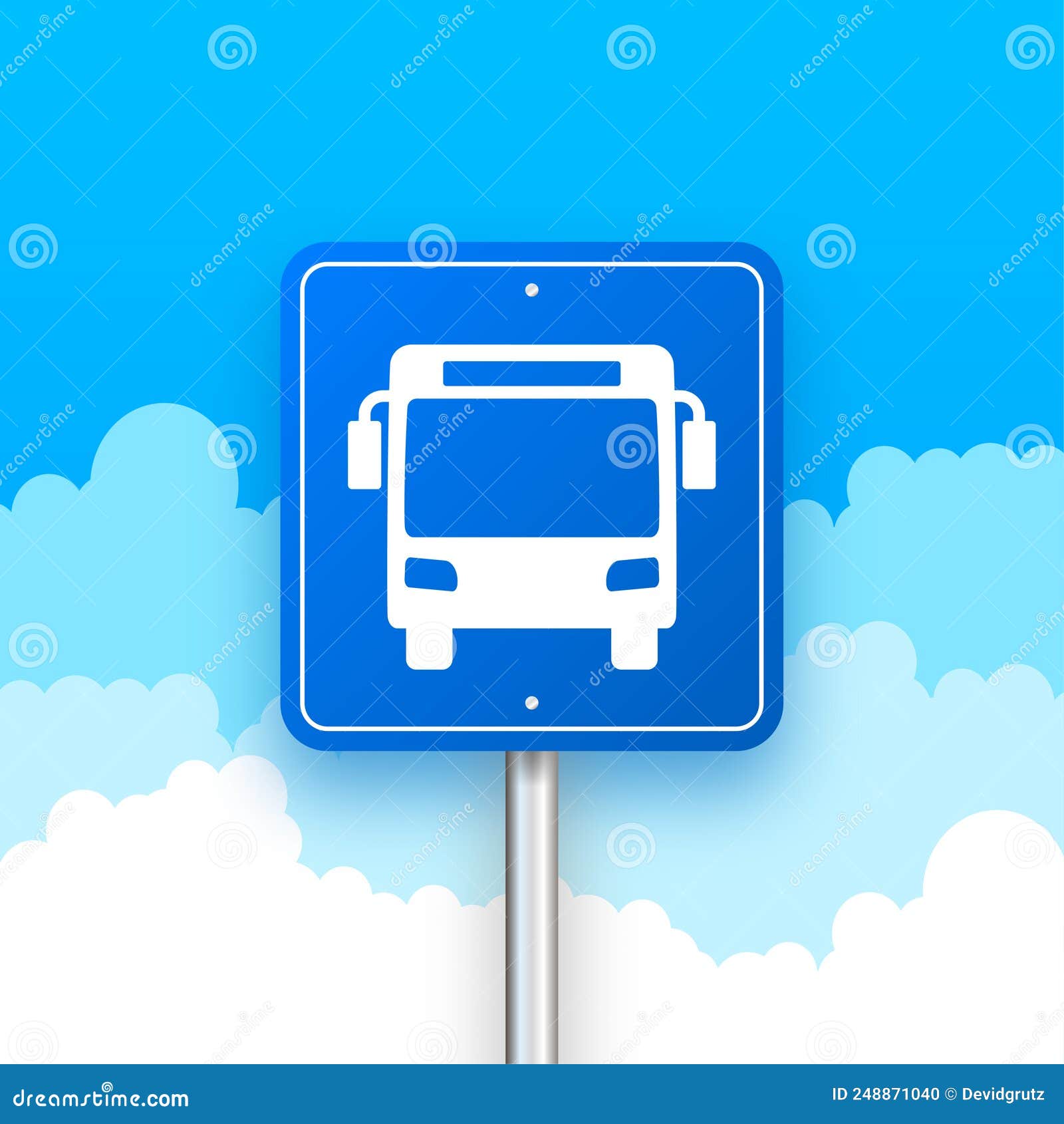Blue Banner with Bus Station. Vector Line Illustration Stock Vector ...