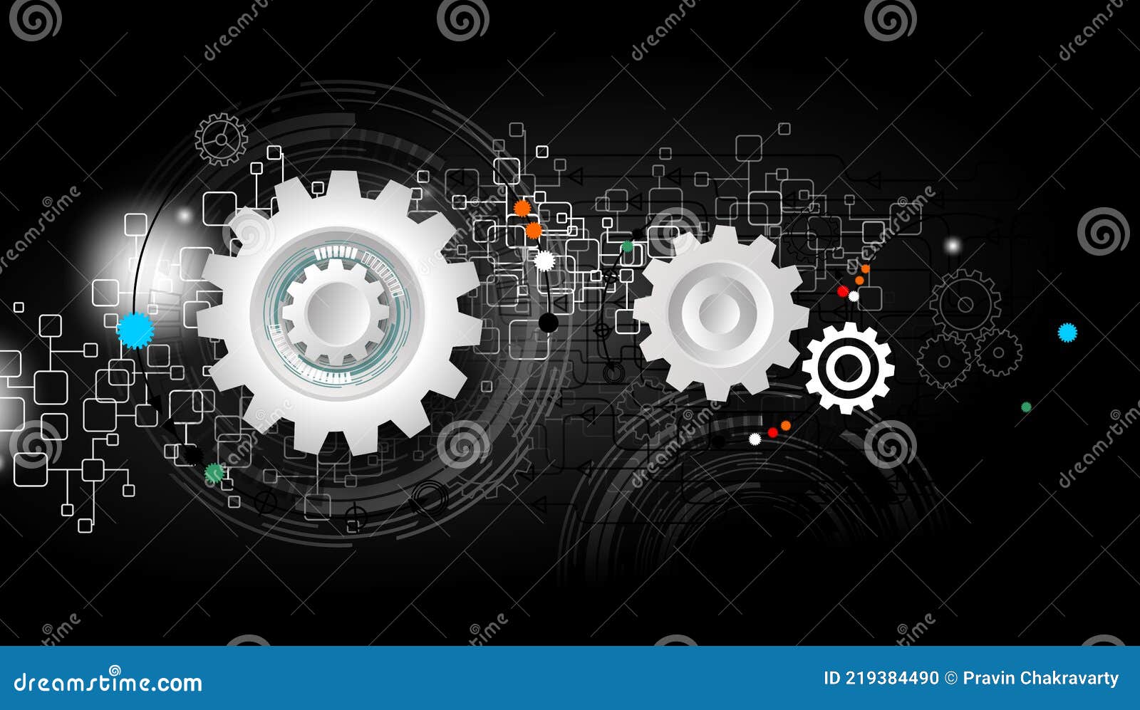 Innovation Computer Data Cogs Technology Banner Background Stock Vector ...