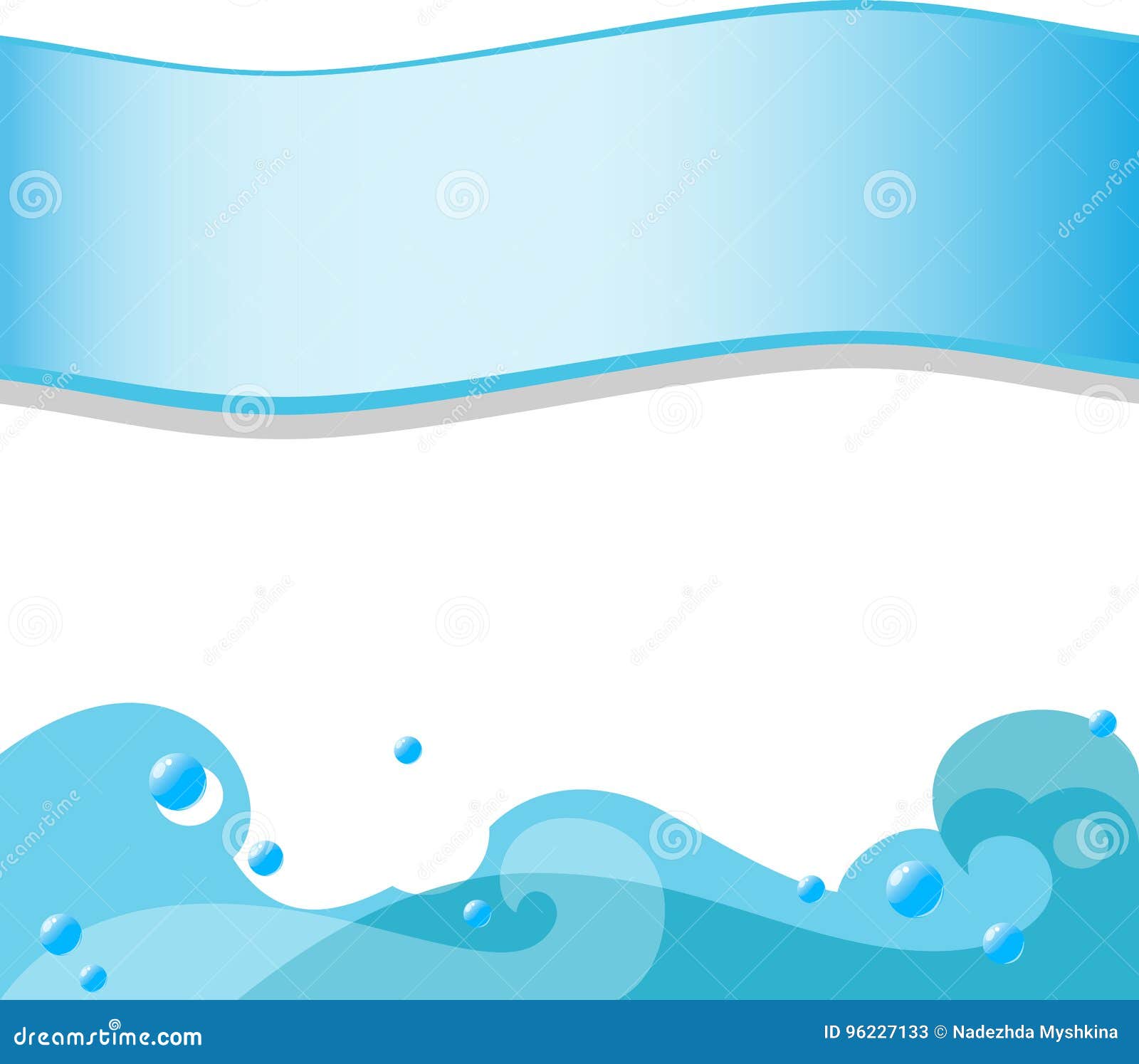 Blue Banner with Sea Waves on White Background Stock Vector ...