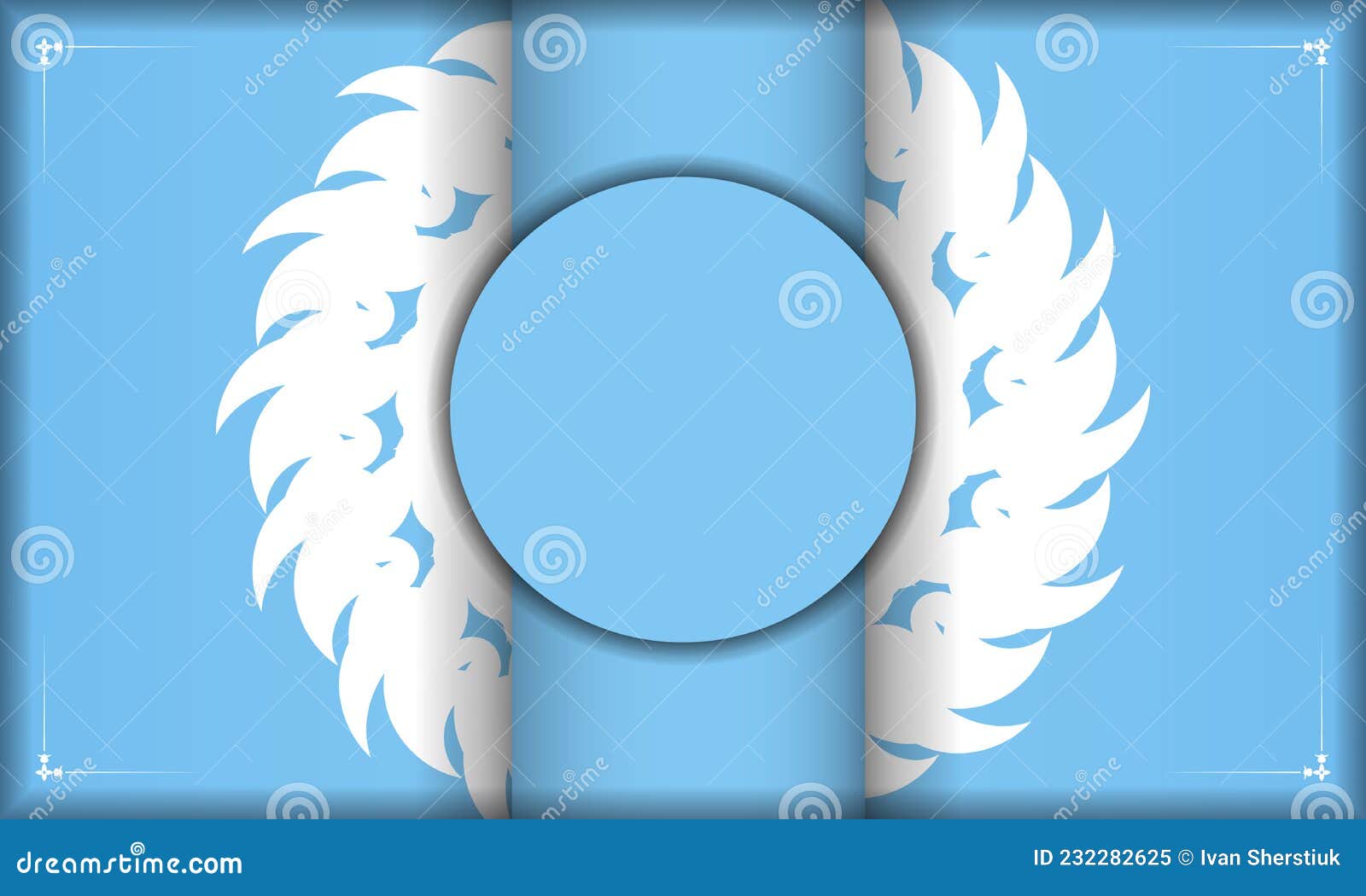 Blue Banner Template with Luxurious White Pattern and Logo Space Stock ...