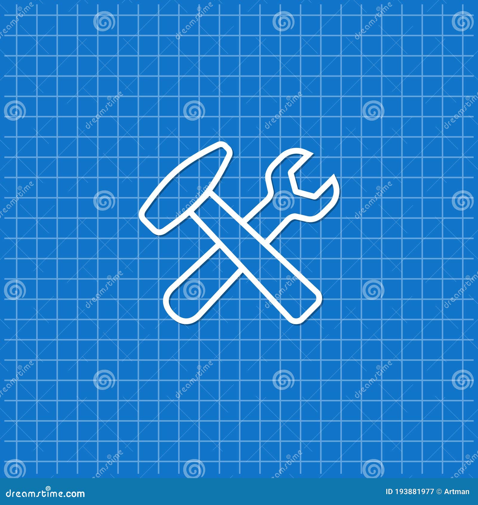 Blue Banner with Tools Icon Stock Vector - Illustration of work ...