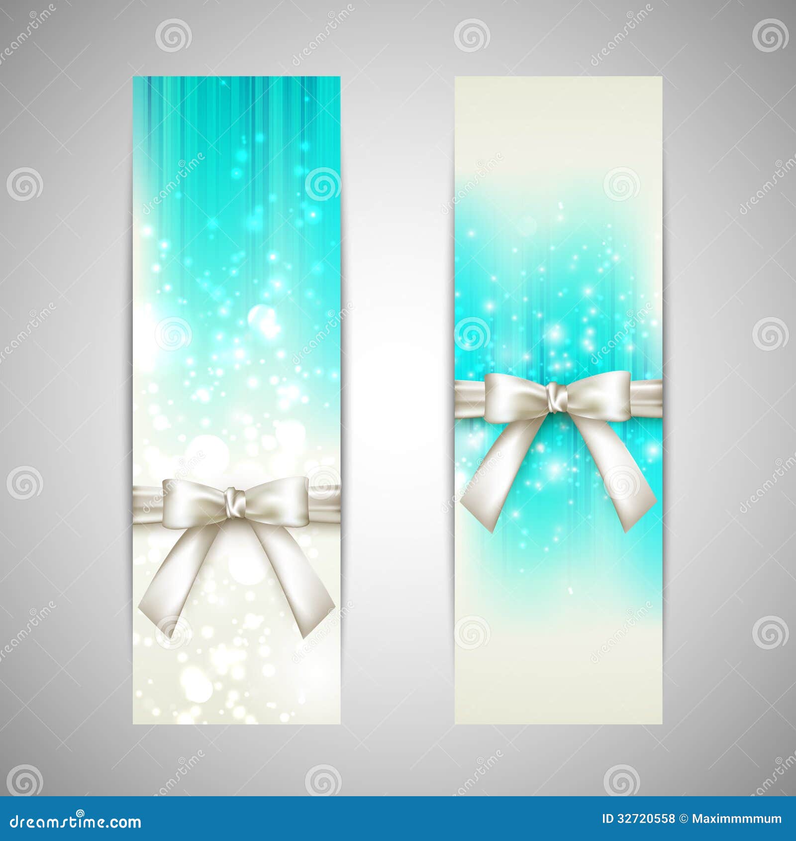 Blue Banners with White Bows Stock Illustration - Illustration of event ...