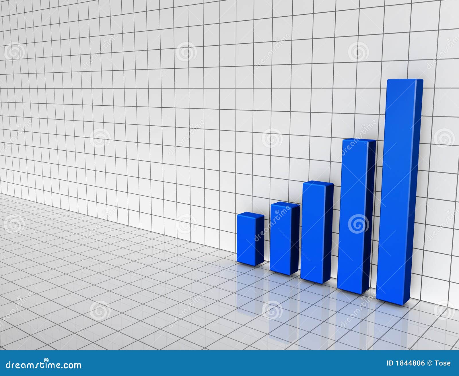 Blue Bar Chart on 3D grid stock illustration. Illustration of financial ...