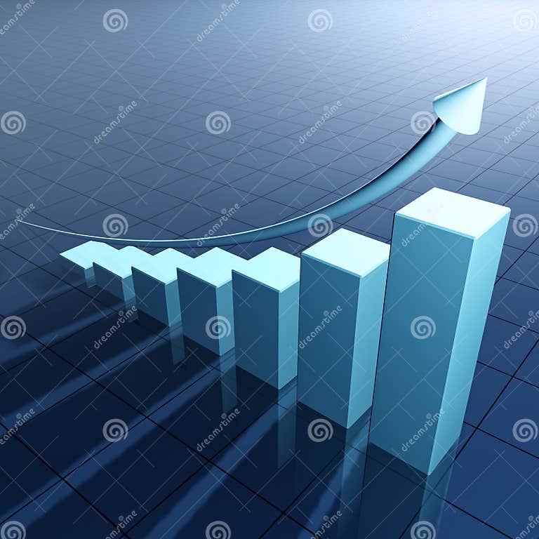 Blue Bar Chart and Arrow with Steep Growth Stock Illustration ...