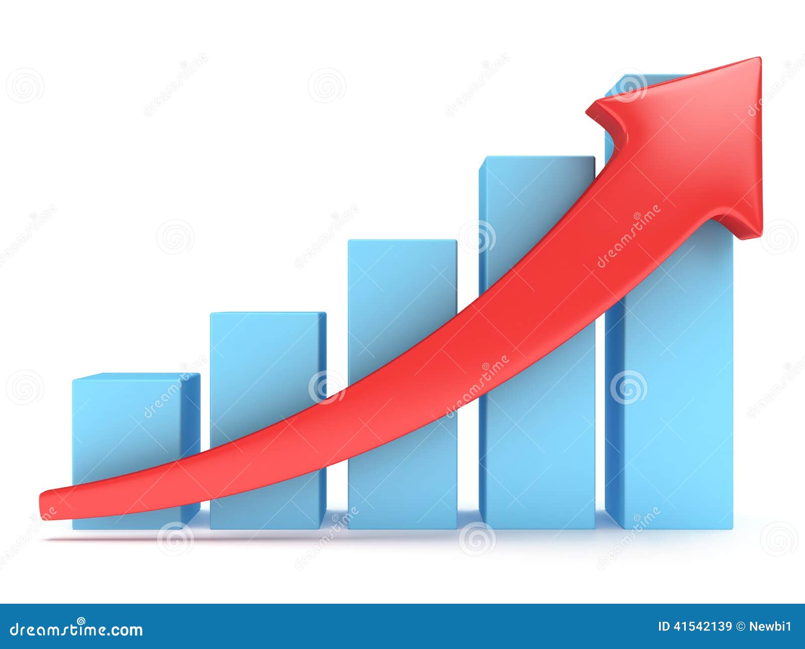 Blue Bar Graph with Red Arrow Stock Illustration - Illustration of ...