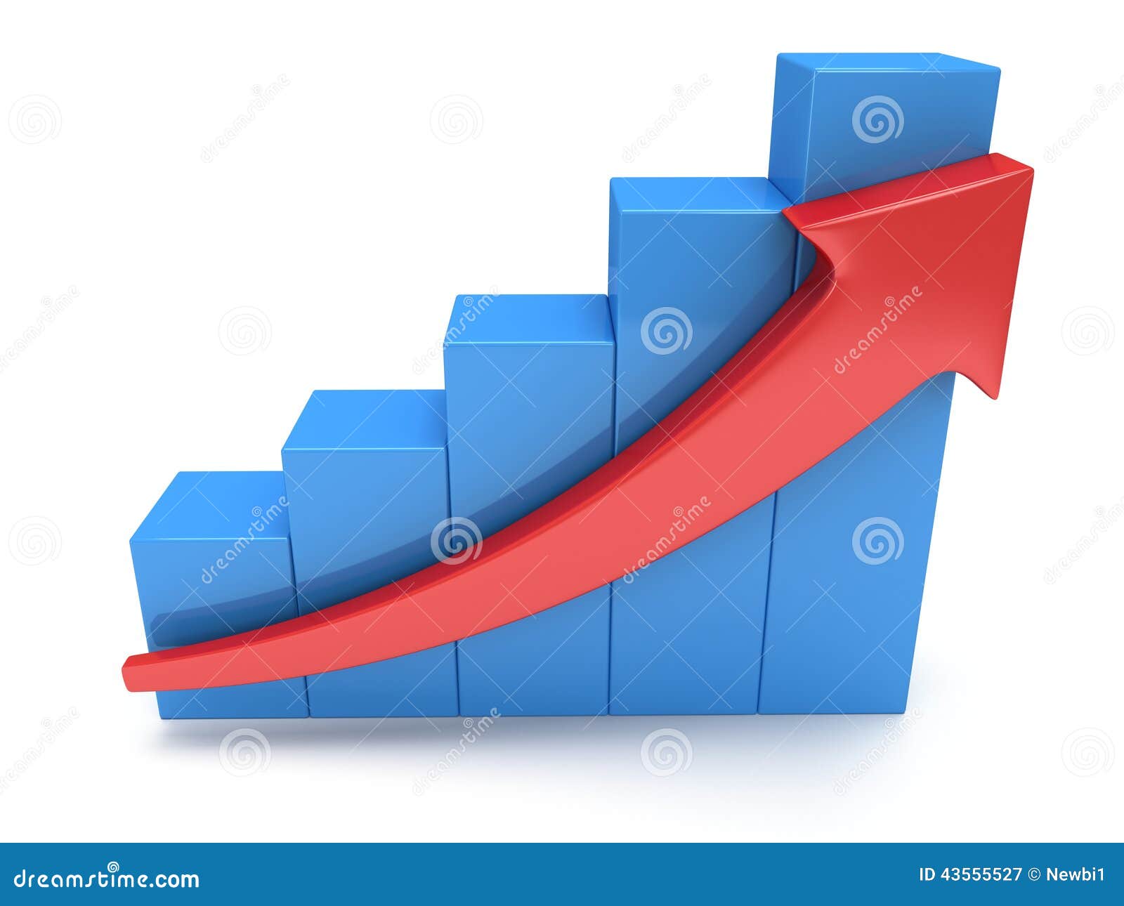 Blue Bar Graph with Red Arrow Stock Illustration - Illustration of ...