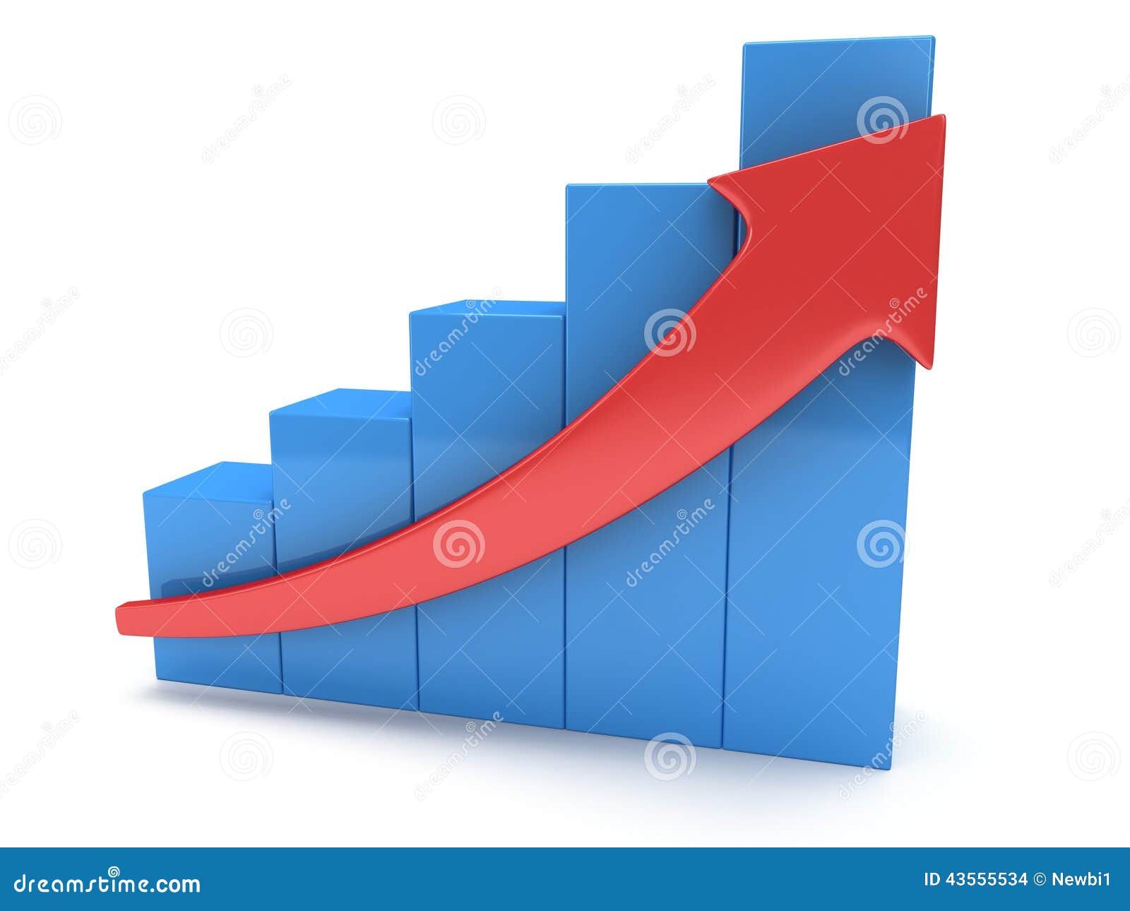 Blue Bar Graph with Red Arrow Stock Illustration - Illustration of ...