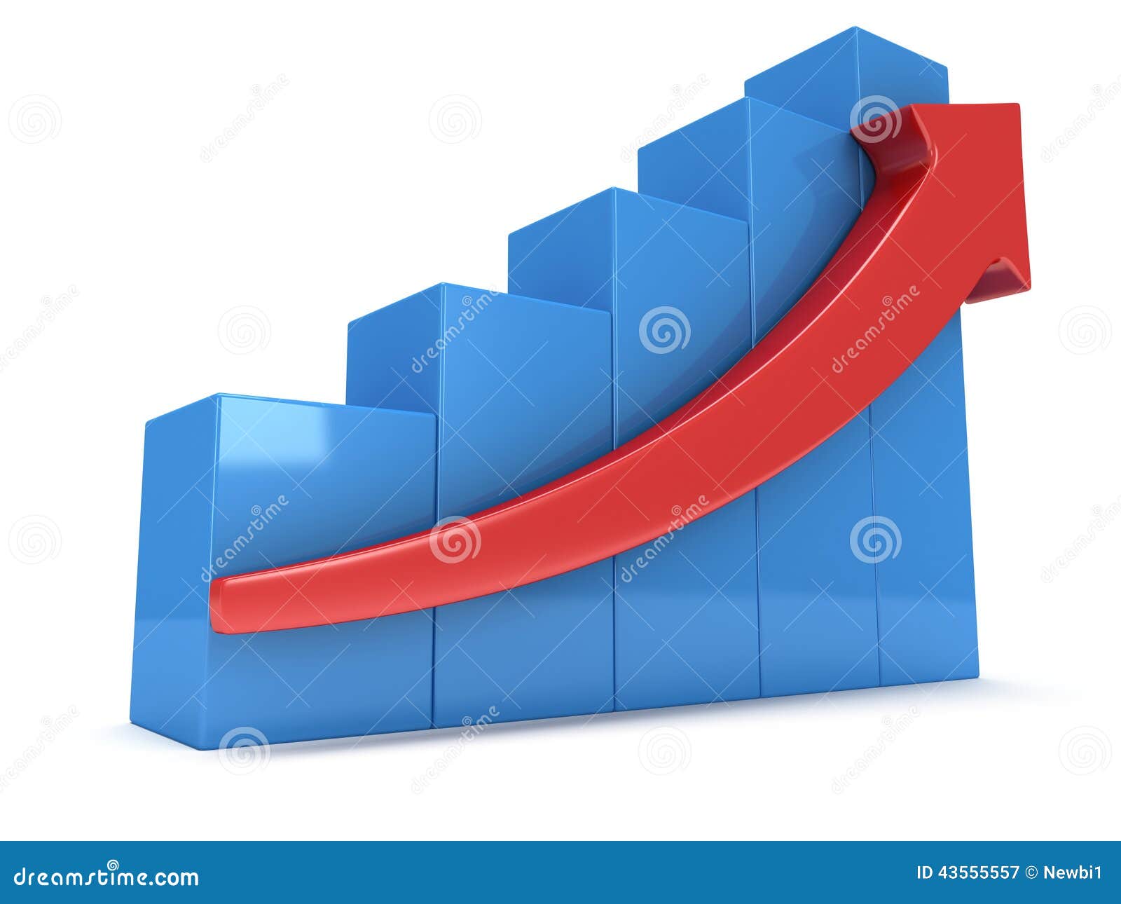 Blue Bar Graph with Red Arrow Stock Illustration - Illustration of ...