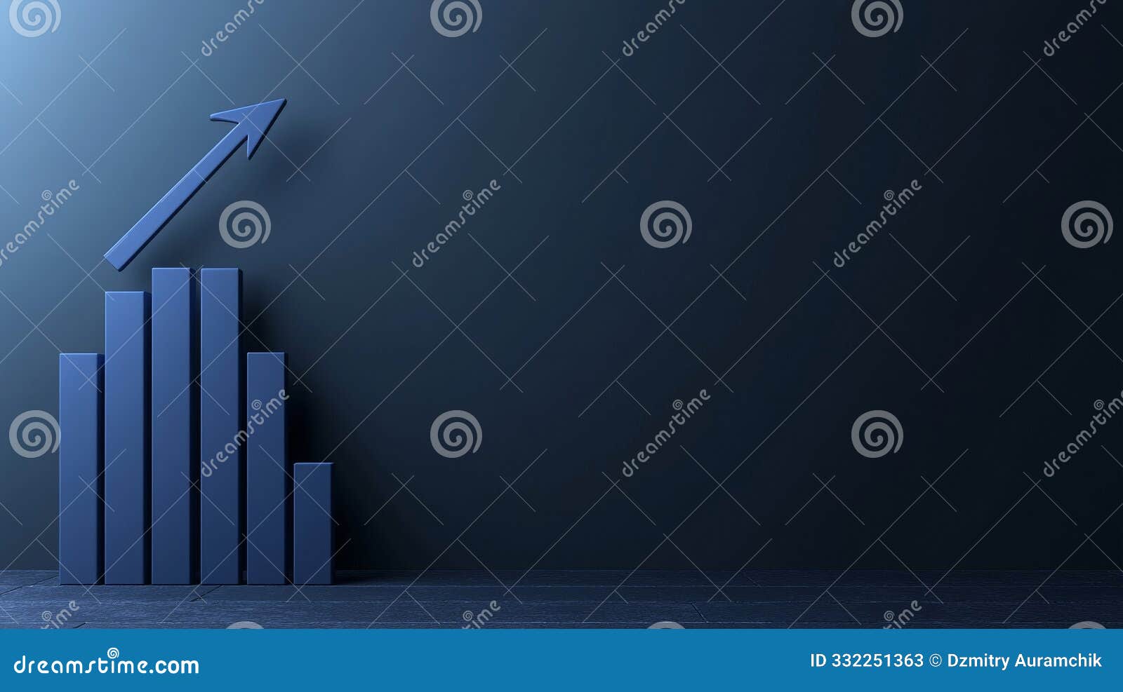 Blue Bar Graph Upward Arrow Pointing Upwards Represents 3D Growth Stock ...