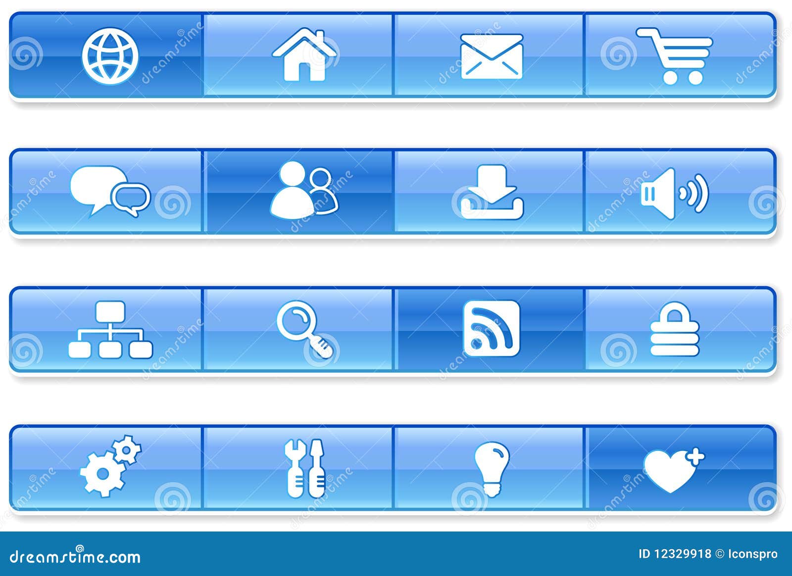 Blue Bar Internet Icons stock illustration. Illustration of glowing ...