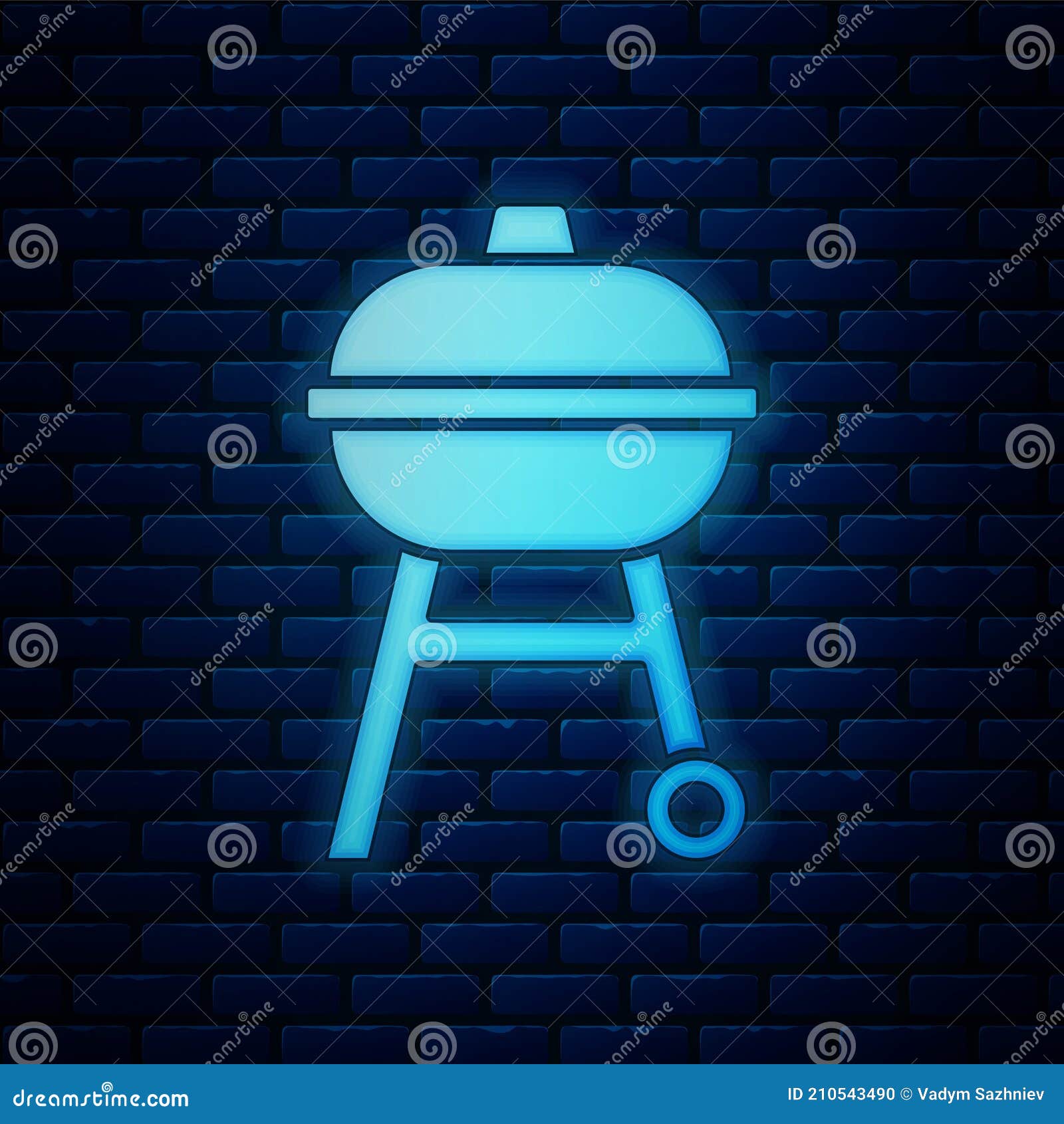 Blue Barbecue Grill Icon Isolated Seamless Pattern on Red Background ...