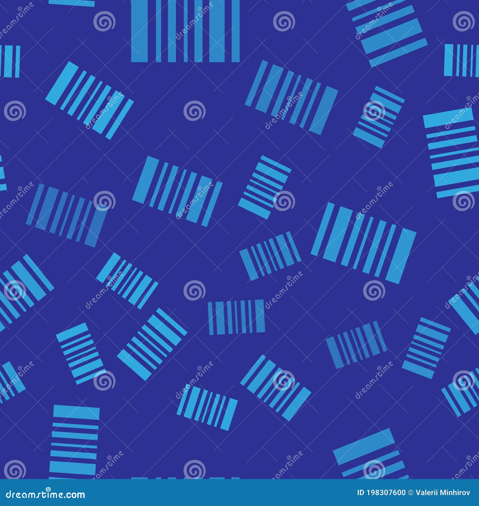 Blue Barcode Icon Isolated Seamless Pattern on Blue Background. Vector ...